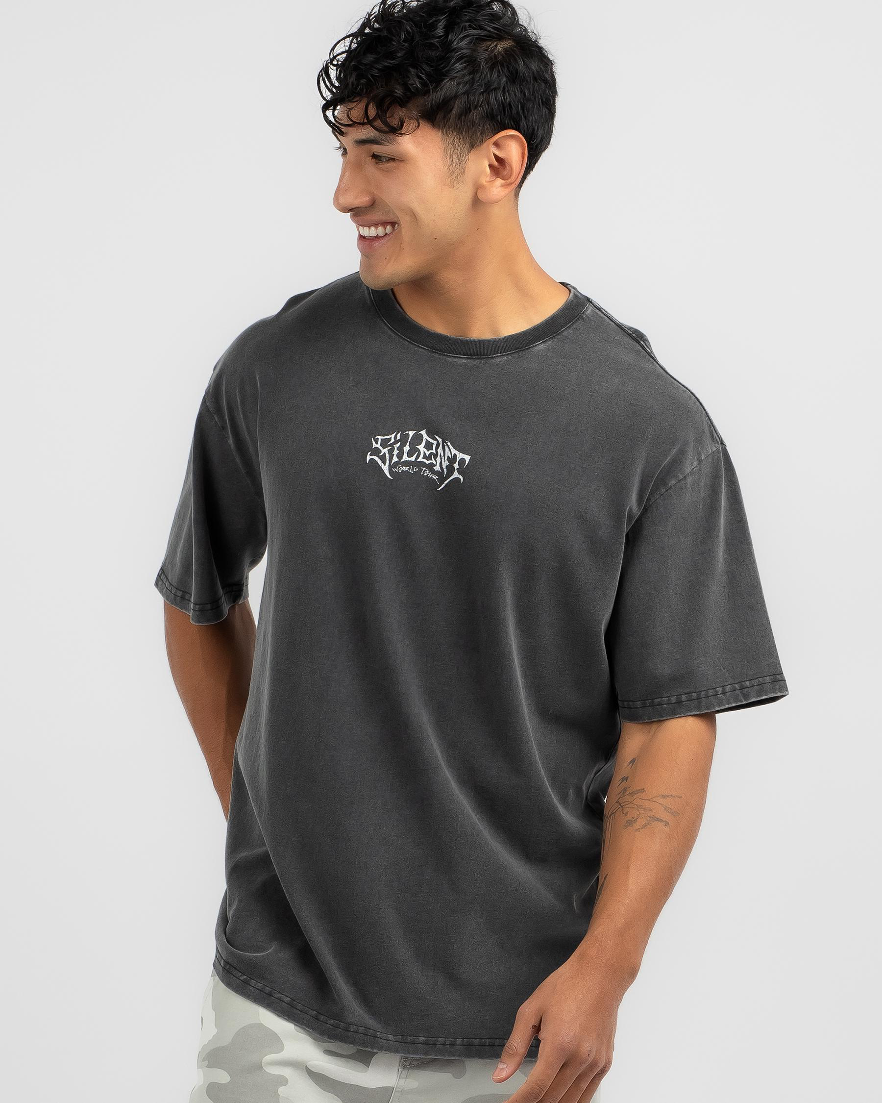 Shop Silent Theory World Tour T-Shirt In Washed Black - Fast Shipping ...