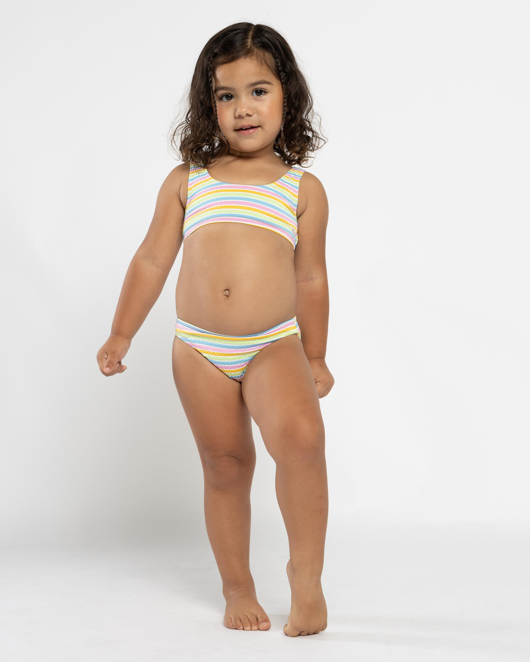 Roxy Toddlers' Mirage Stripe Bralette Bikini Set In Cloud Dancer Mirage ...