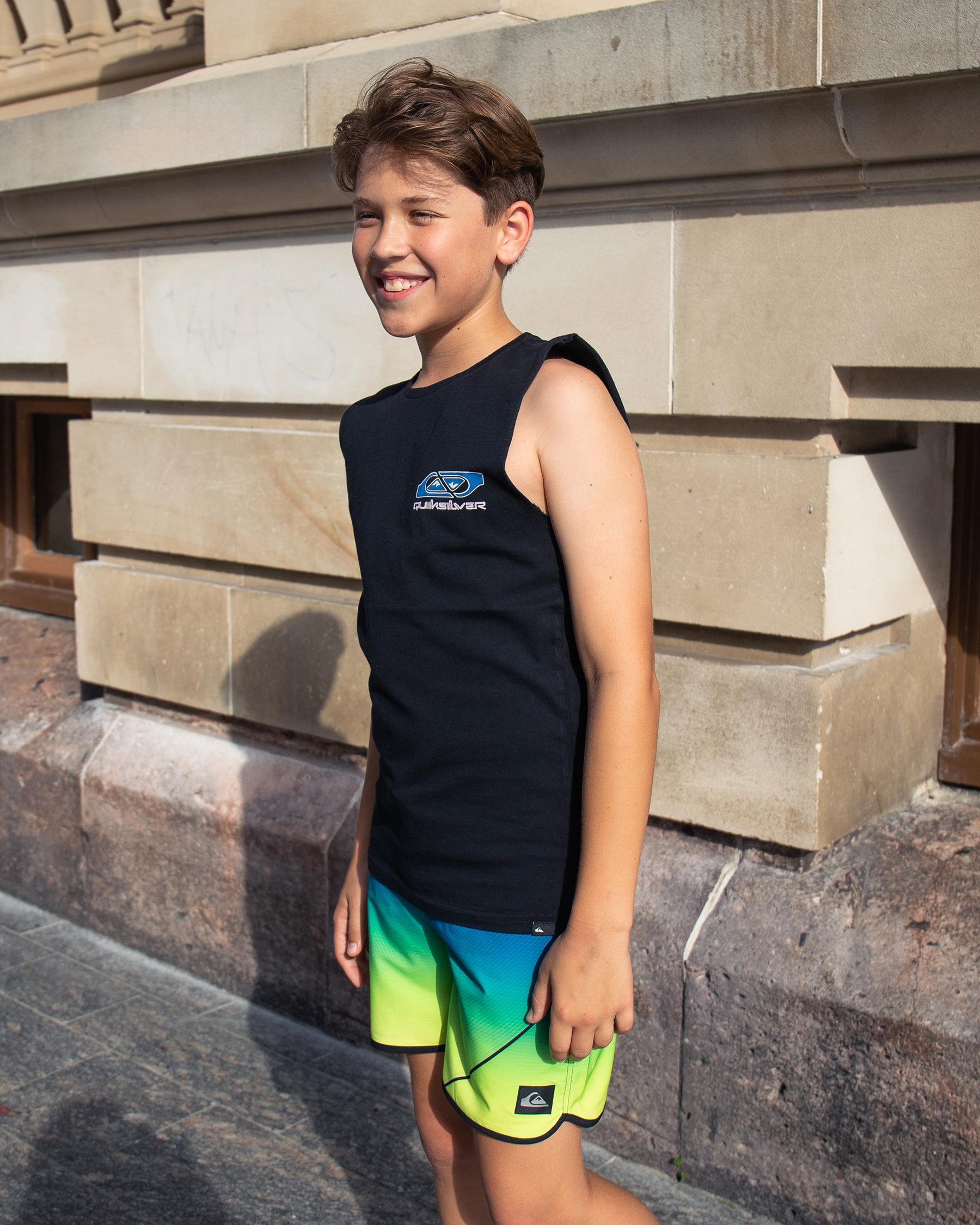 Shop Quiksilver Boys' Return To The Moon Muscle Tank In Black - Fast ...