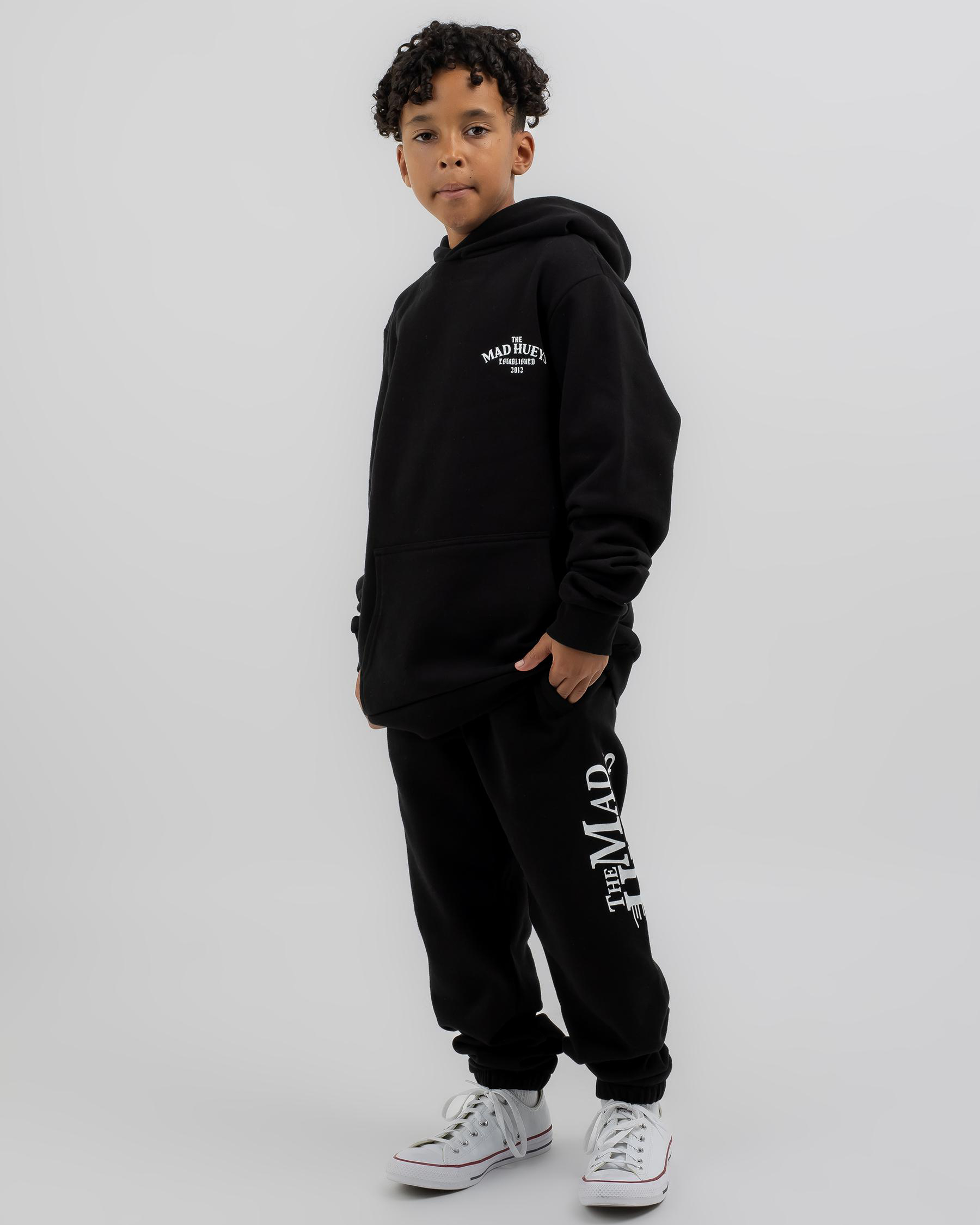 Shop The Mad Hueys Boys' Speeding Huey Track Pants In Black - Fast ...