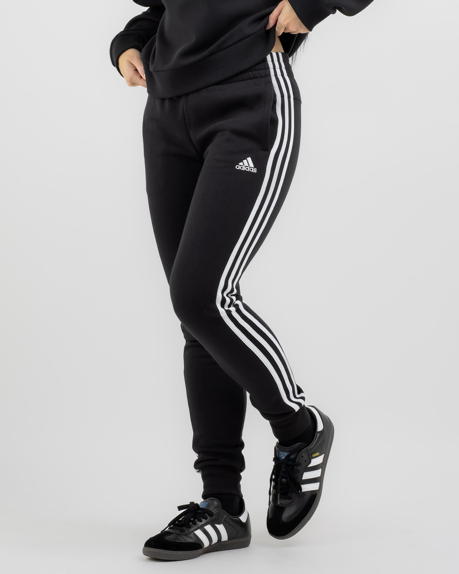 Adidas Essentials 3 Stripe Track Pants In Black/white - Fast Shipping ...
