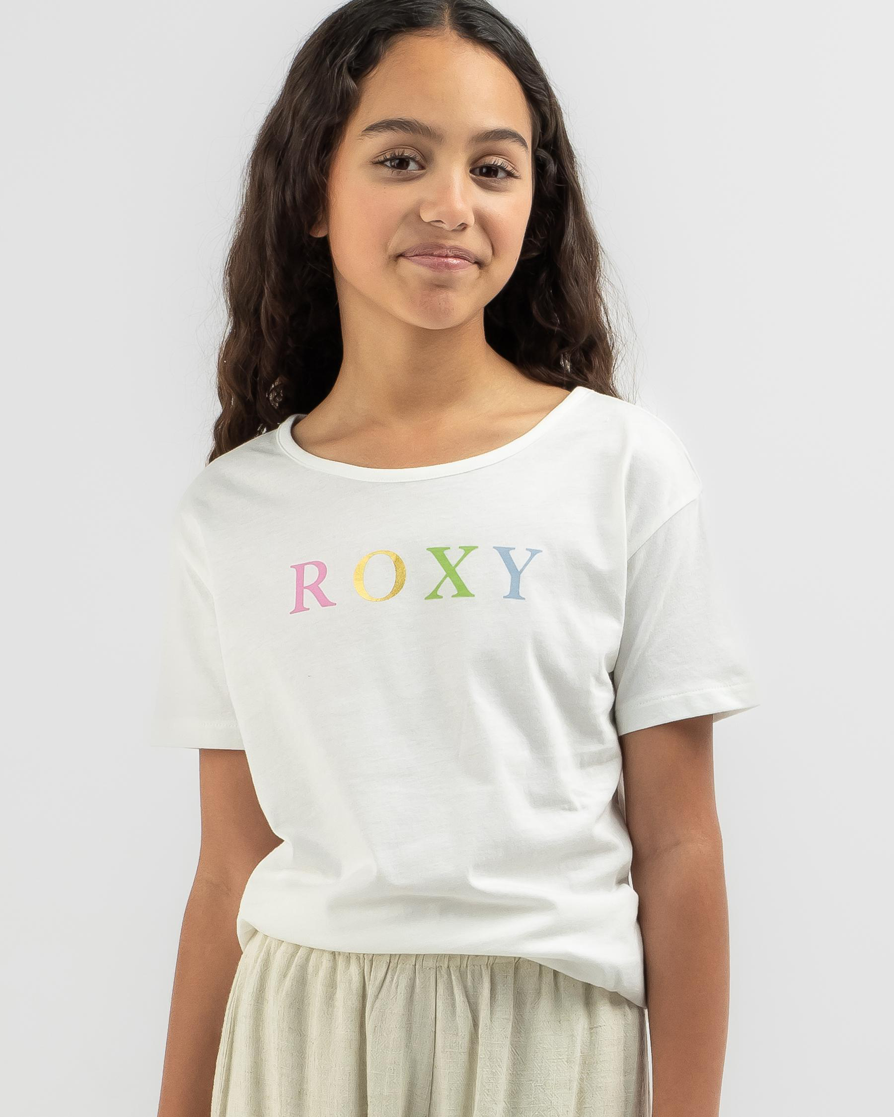 Shop Roxy Girls' Day and Night B T-Shirt In Snow White - Fast Shipping ...