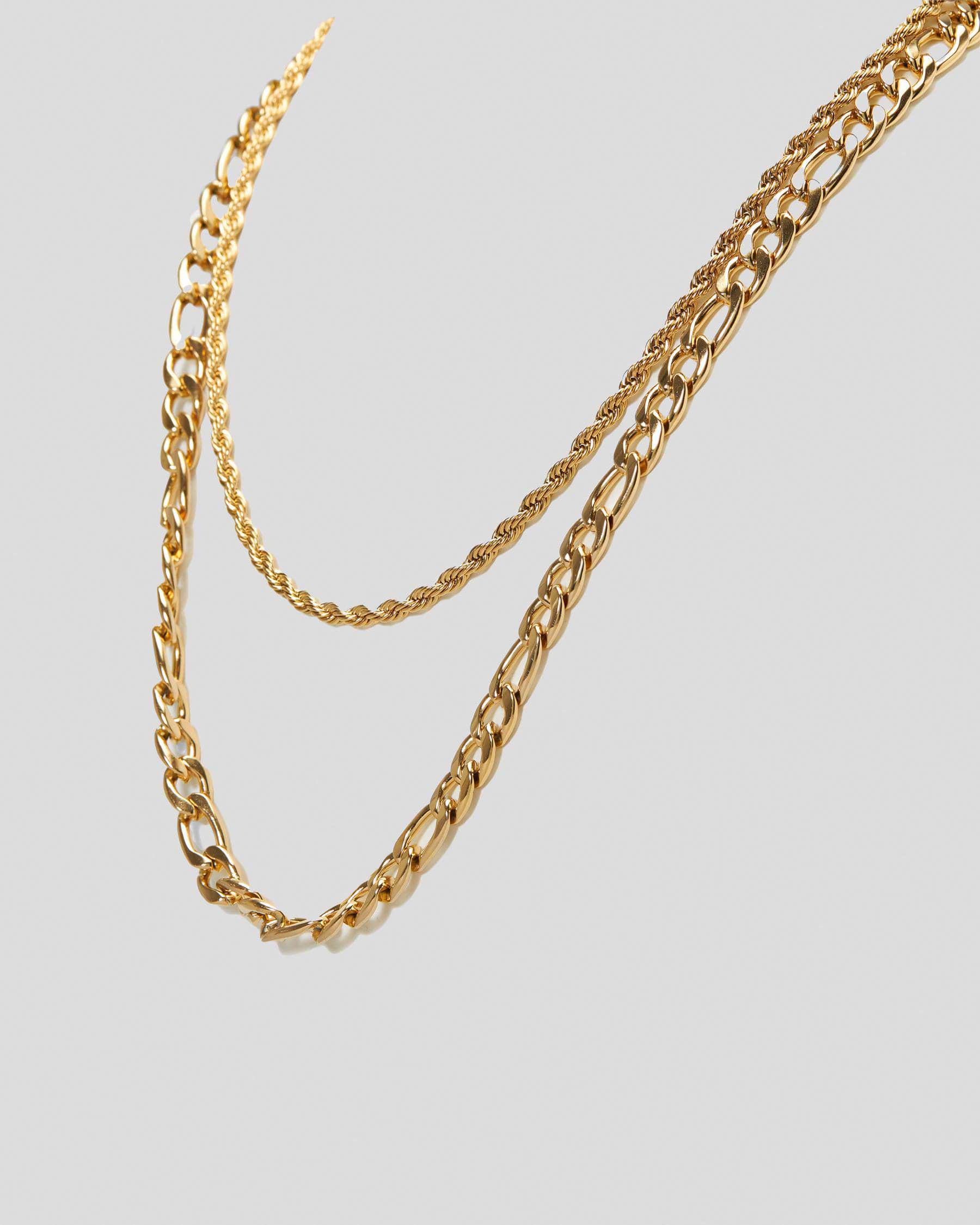 REPUBLIK Gold Combo Chain Necklace In Gold - Fast Shipping & Easy ...