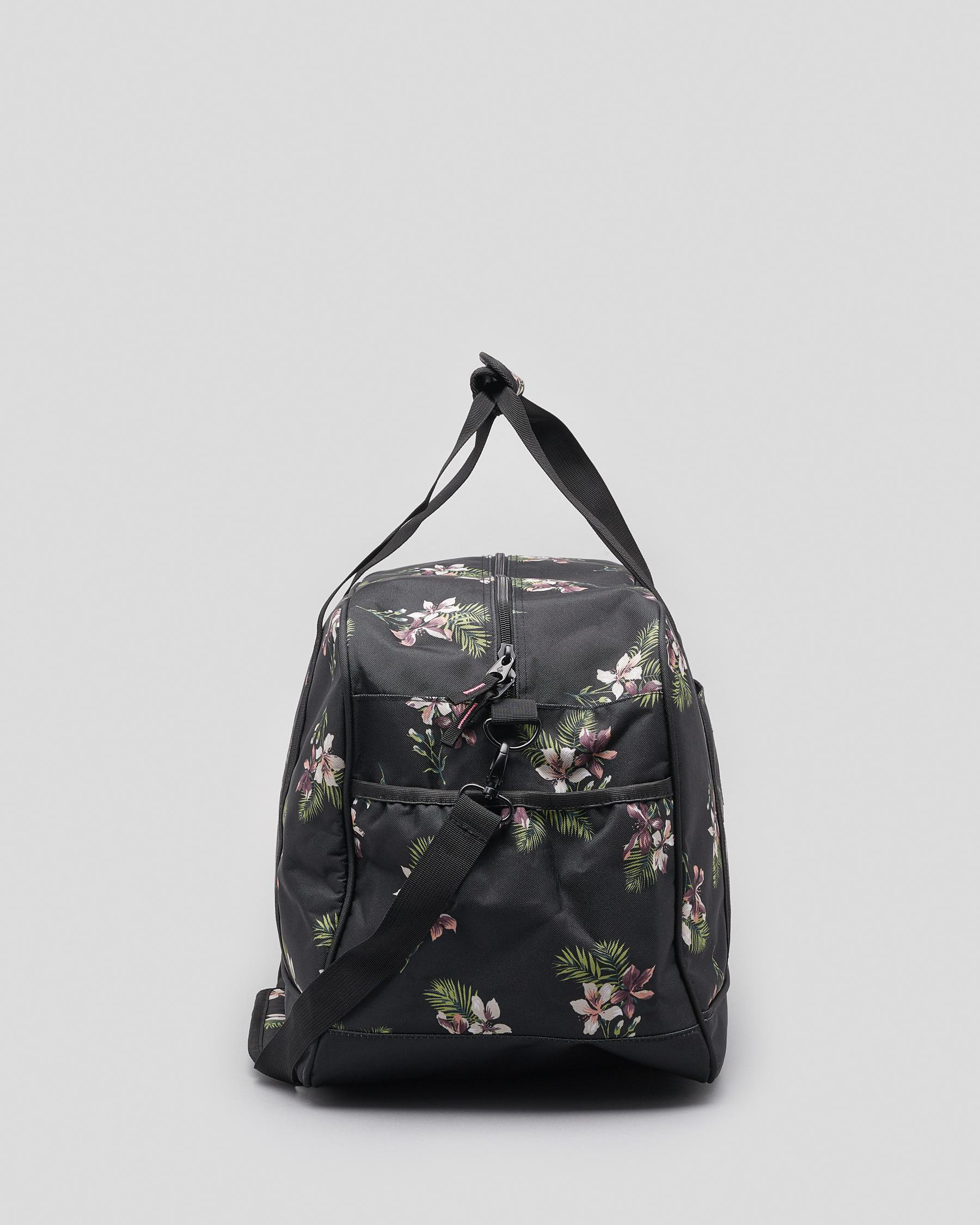 Shop Volcom Patch Attack Travel Bag In Black Floral Print - Fast ...