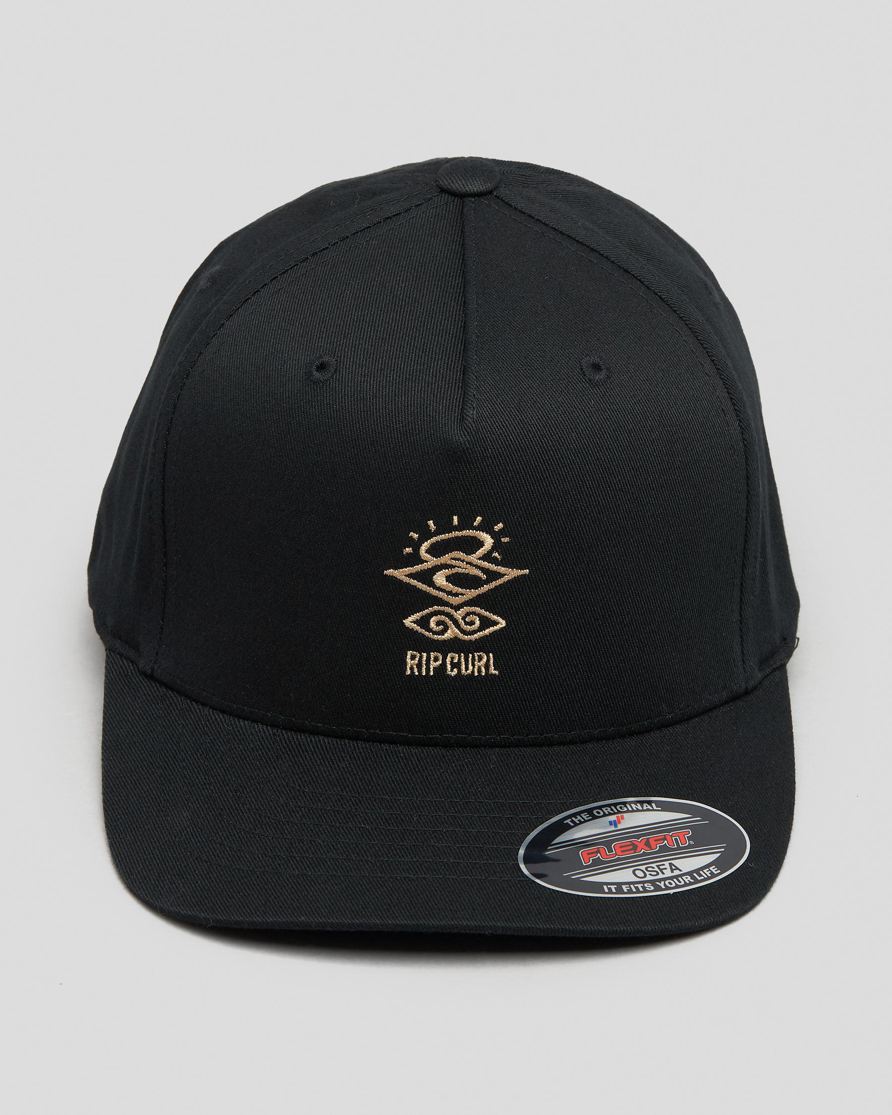 Shop Rip Curl Icons Eco Flexfit Cap In Black/tan - Fast Shipping & Easy ...