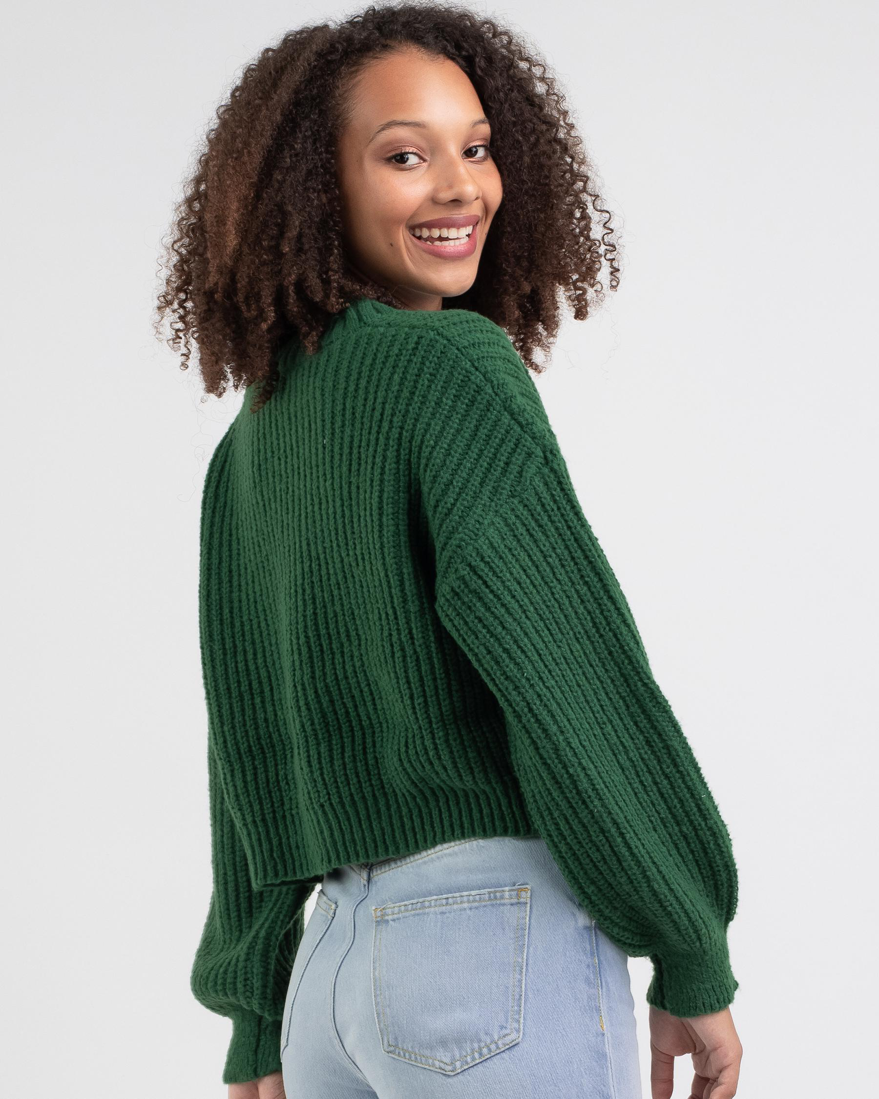Shop Red Berry Mellow Out Knit Cardigan In Green - Fast Shipping & Easy ...