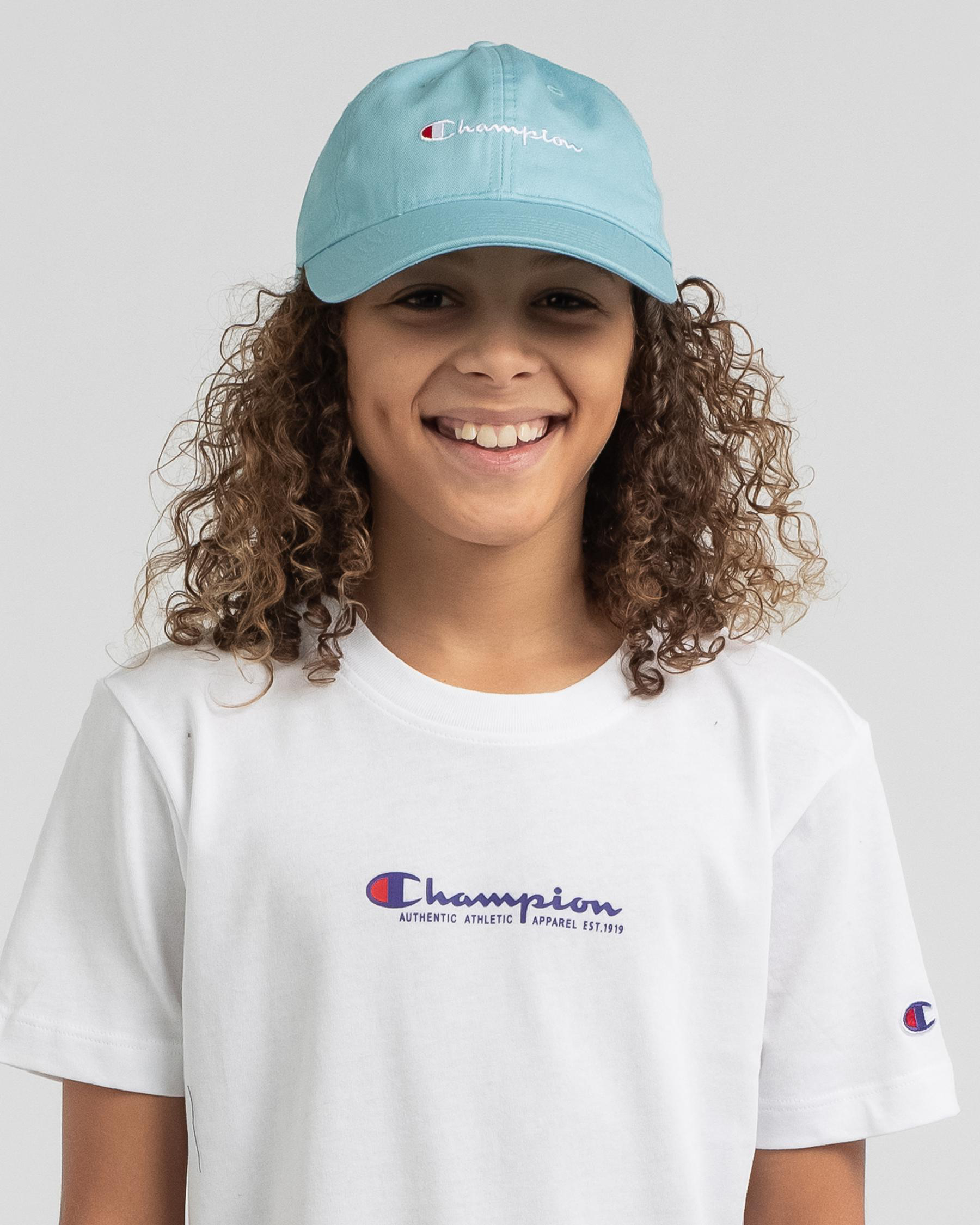 Shop Champion Juniors Script Cap In Blue Fin - Fast Shipping & Easy ...