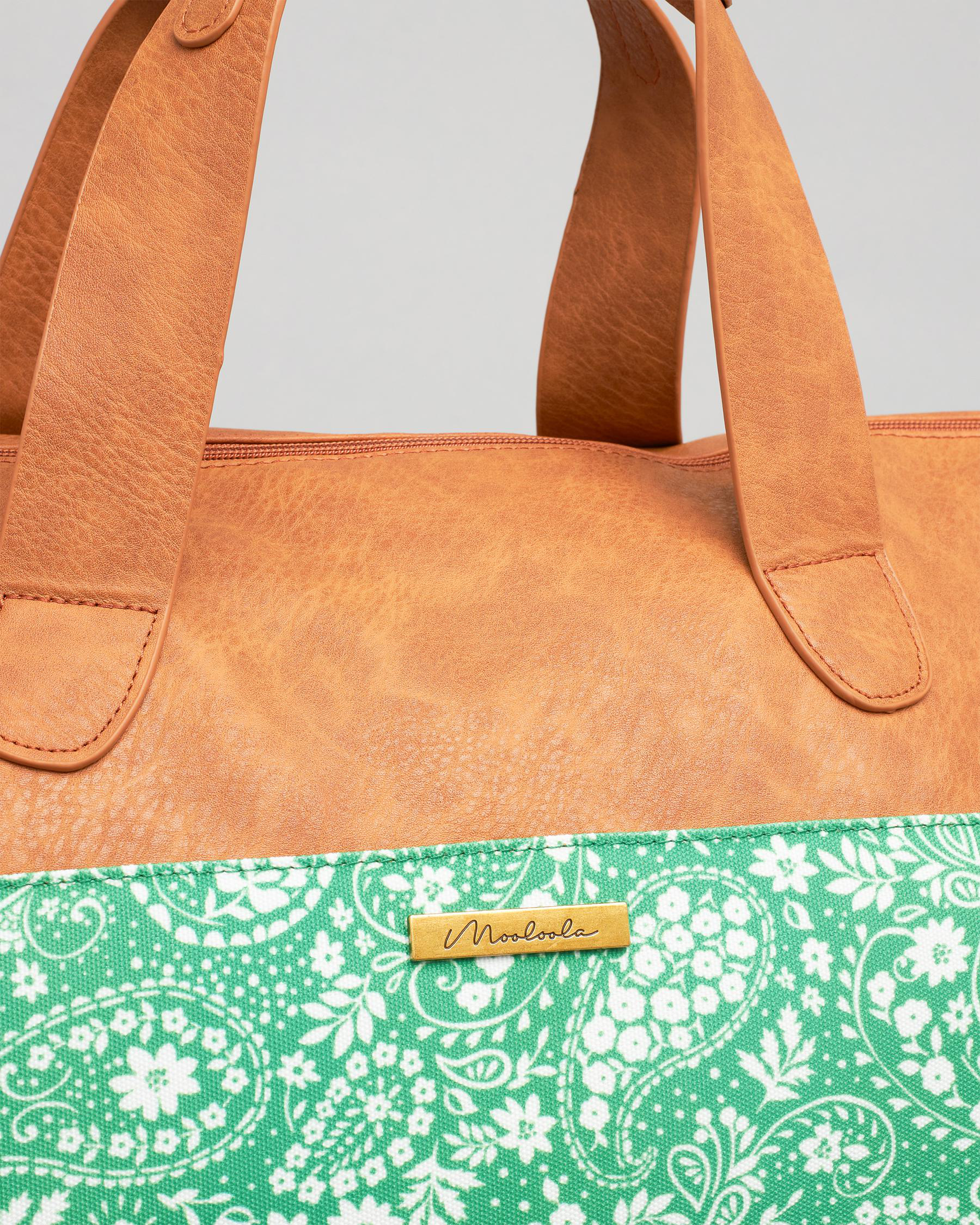 Shop Mooloola Eliza Small Wheeled Travel Bag In Green/tan - Fast ...