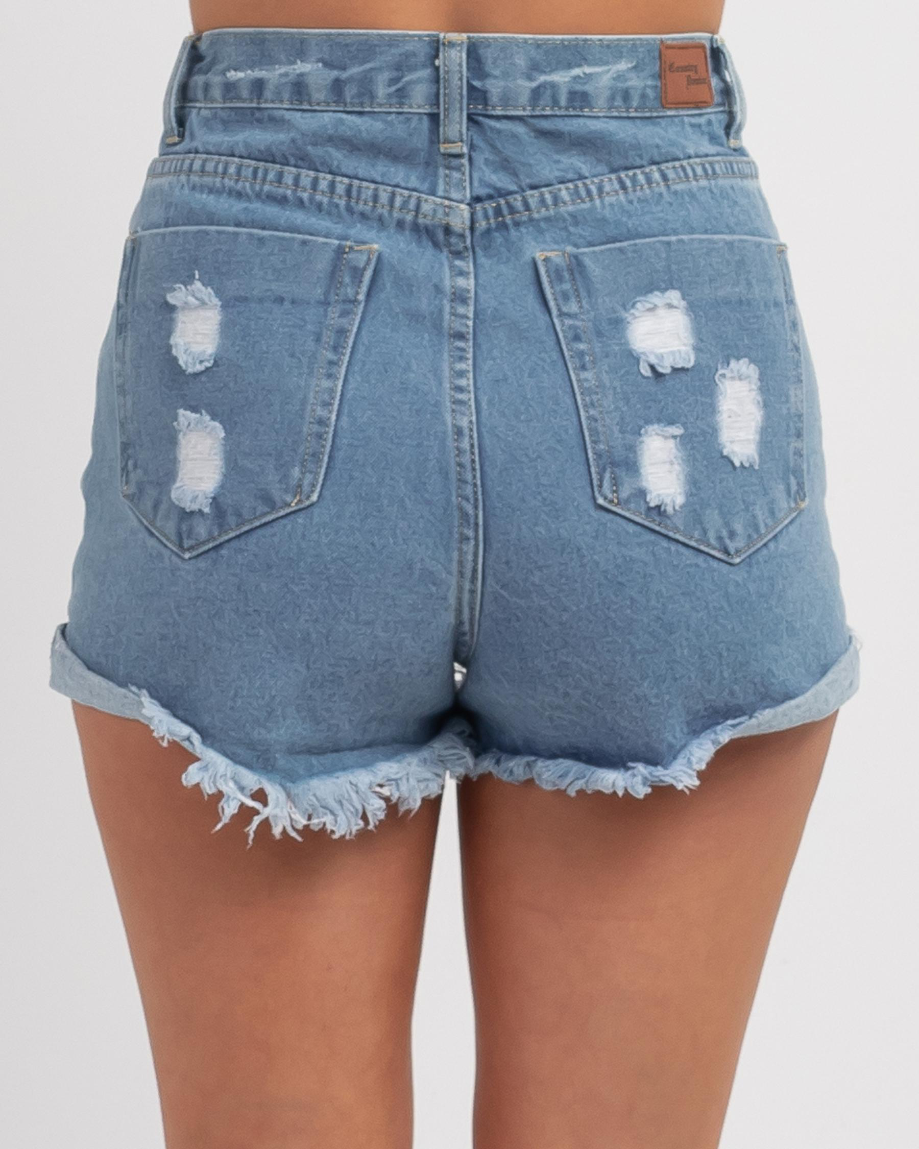 Shop Country Denim Cavill Shorts In Mid Blue - Fast Shipping & Easy ...