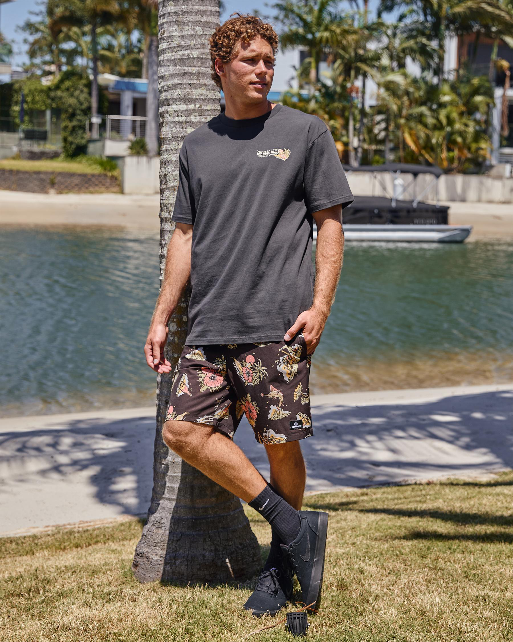 Shop The Mad Hueys Frothin Out Shorts In Vintage Black - Fast Shipping ...