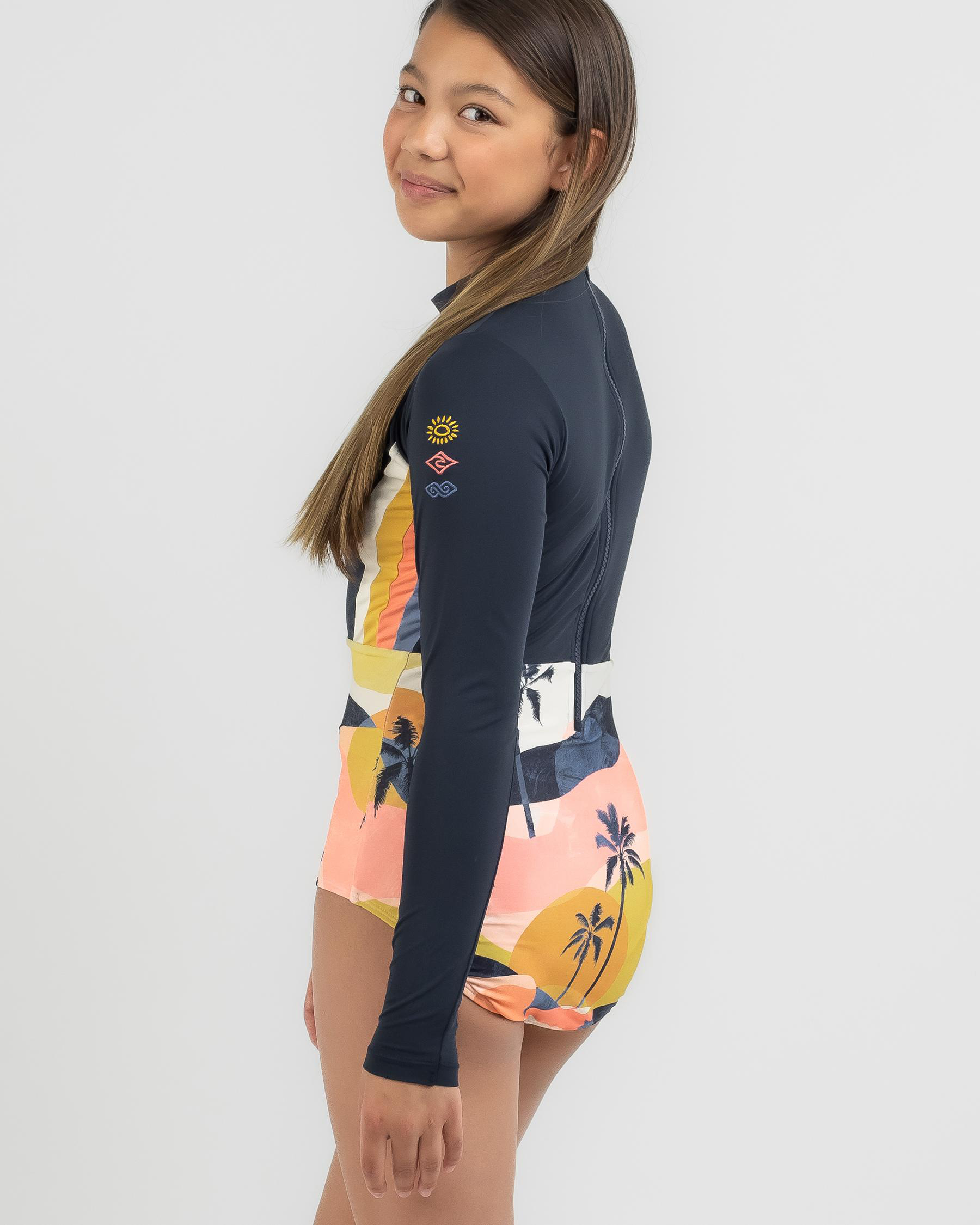 Shop Rip Curl Girls' Melting Long Sleeve Surfsuit In Navy - Fast ...