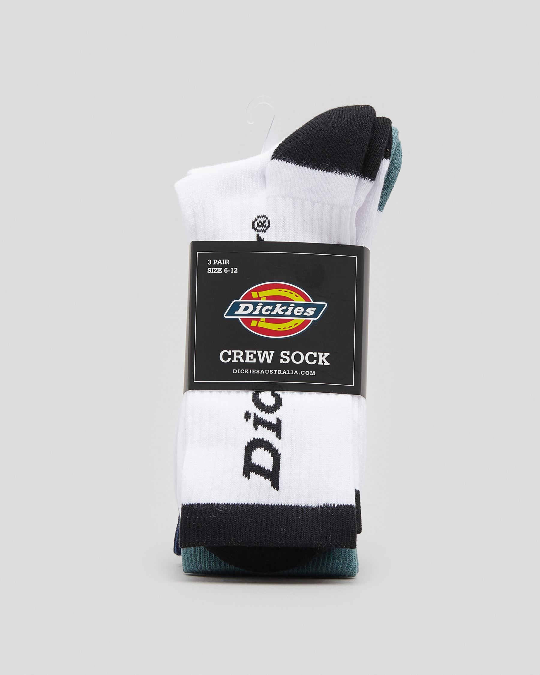 Shop Dickies Standard Crew Socks 3 Pack In Lincoln Green/black/midnight ...