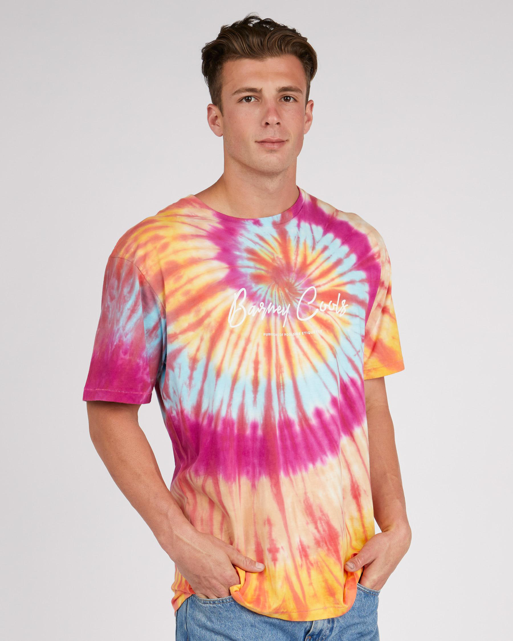 Shop Barney Cools Heritage T-Shirt In Woodstock Tie Dye - Fast Shipping ...