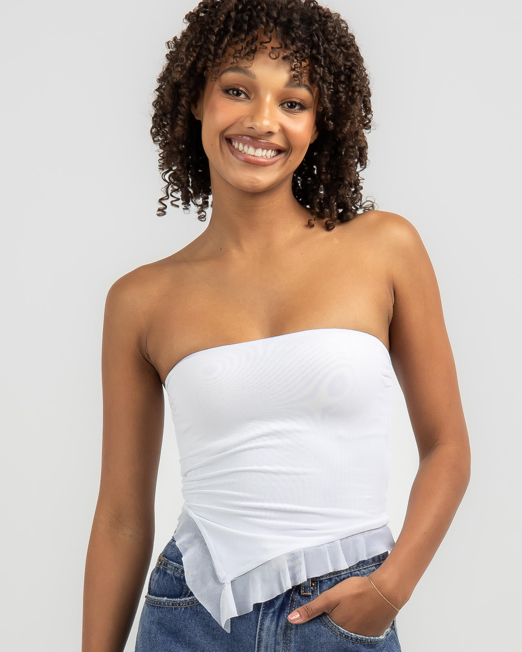 Shop Ava And Ever Troy Mesh Tube Top In White - Fast Shipping & Easy ...