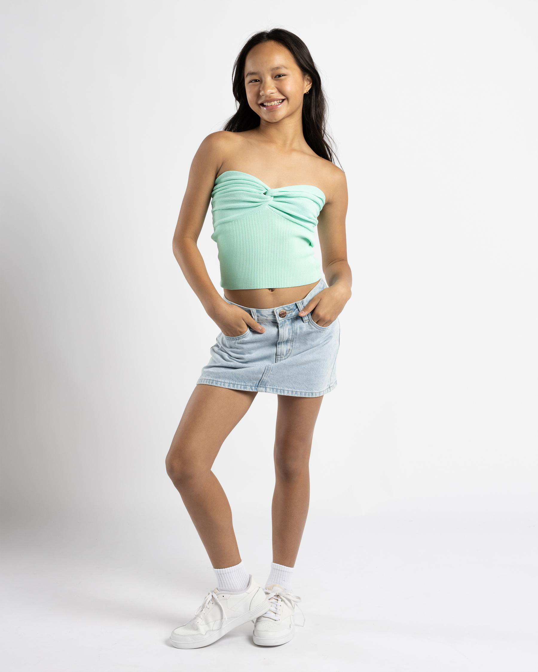 Shop Mooloola Girls' Bianca Knit Tube Top In Seafoam - Fast Shipping ...