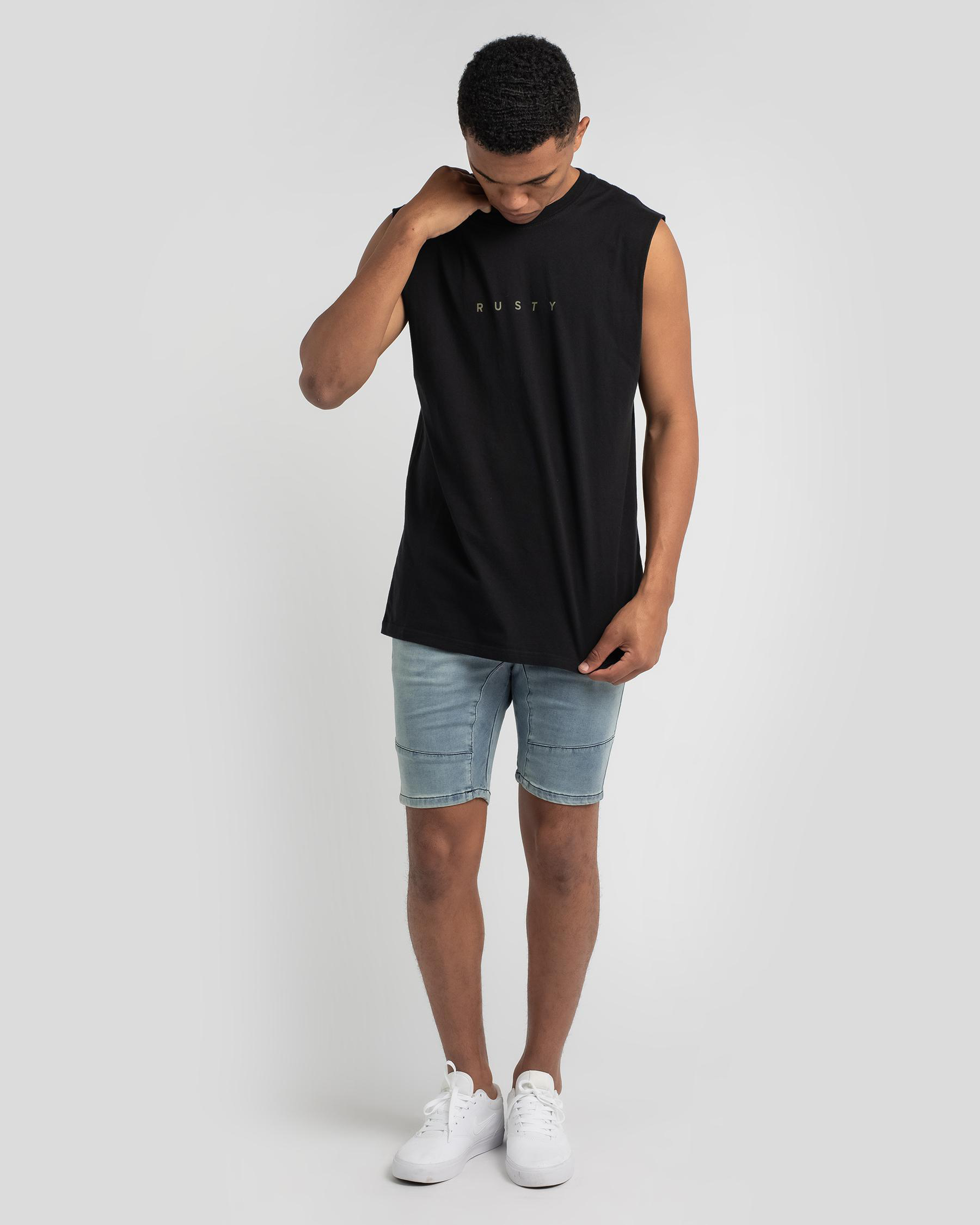 Shop Rusty Short Cut Muscle Tank In Black 1 - Fast Shipping & Easy ...