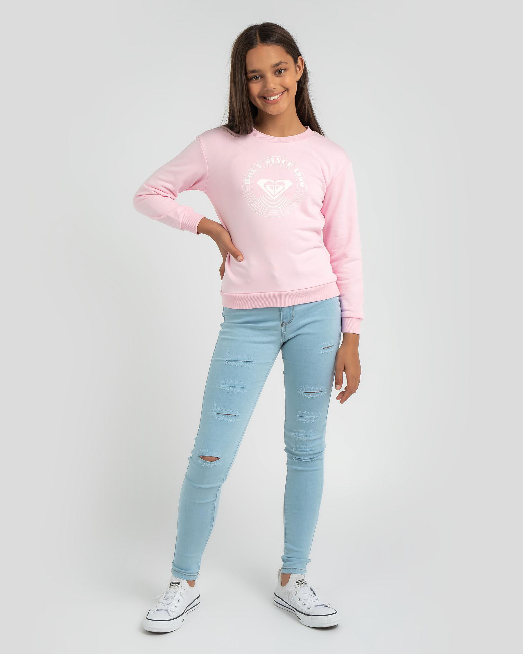 Shop Roxy Girls' Spring Day Sweatshirt In Pink Mist - Fast Shipping ...