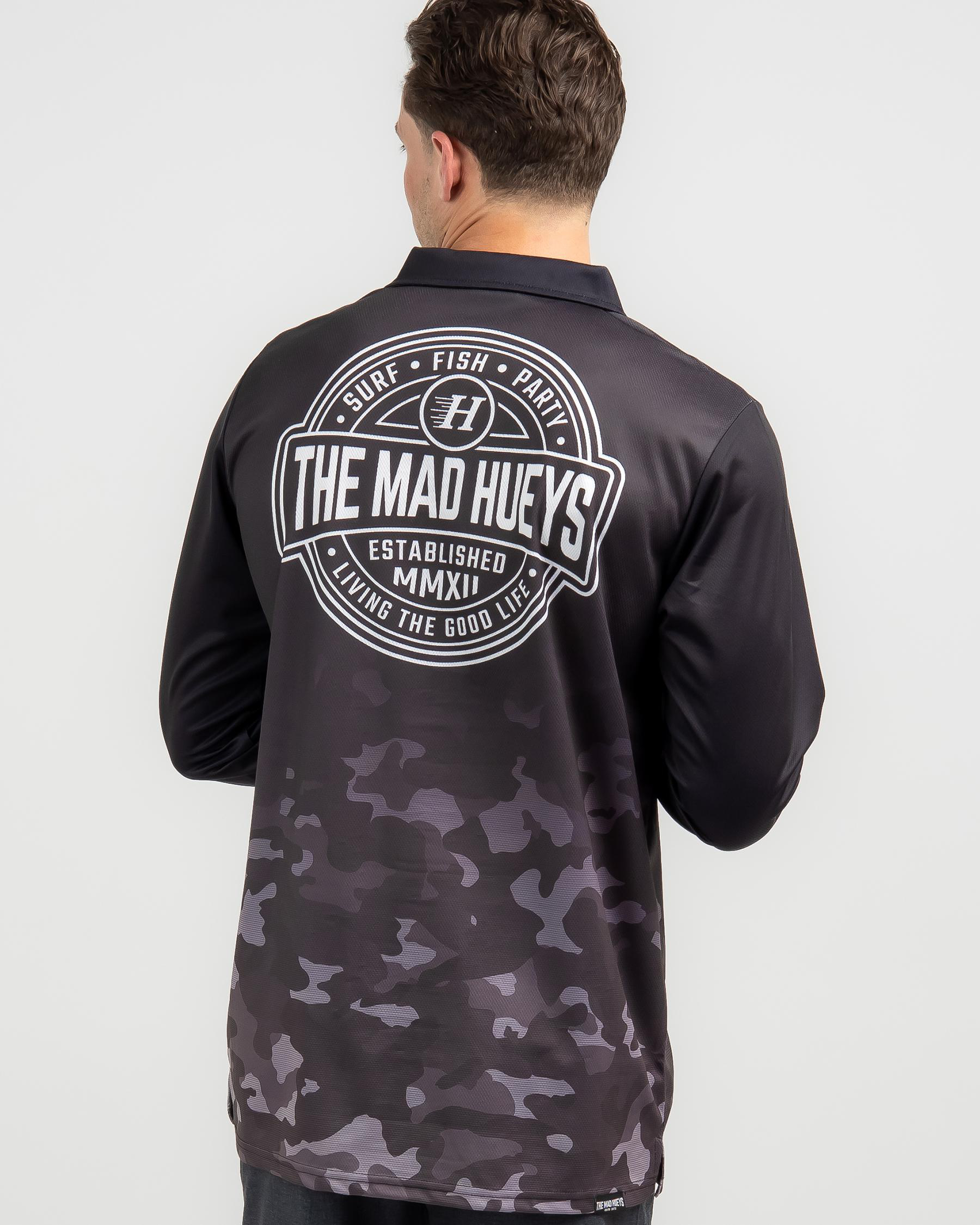 Shop The Mad Hueys Hueys Life Fishing Shirt In Black - Fast Shipping ...