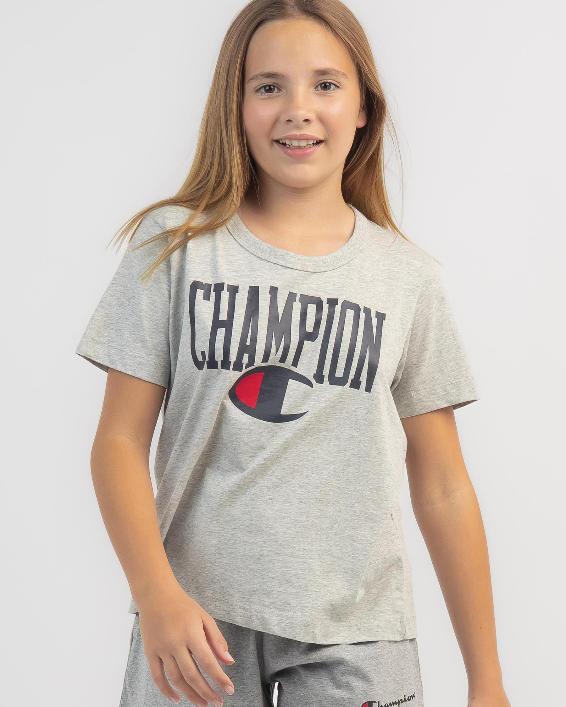 Shop Champion Girls' Sporty Boxy T-Shirt In Oxford Heather - Fast ...