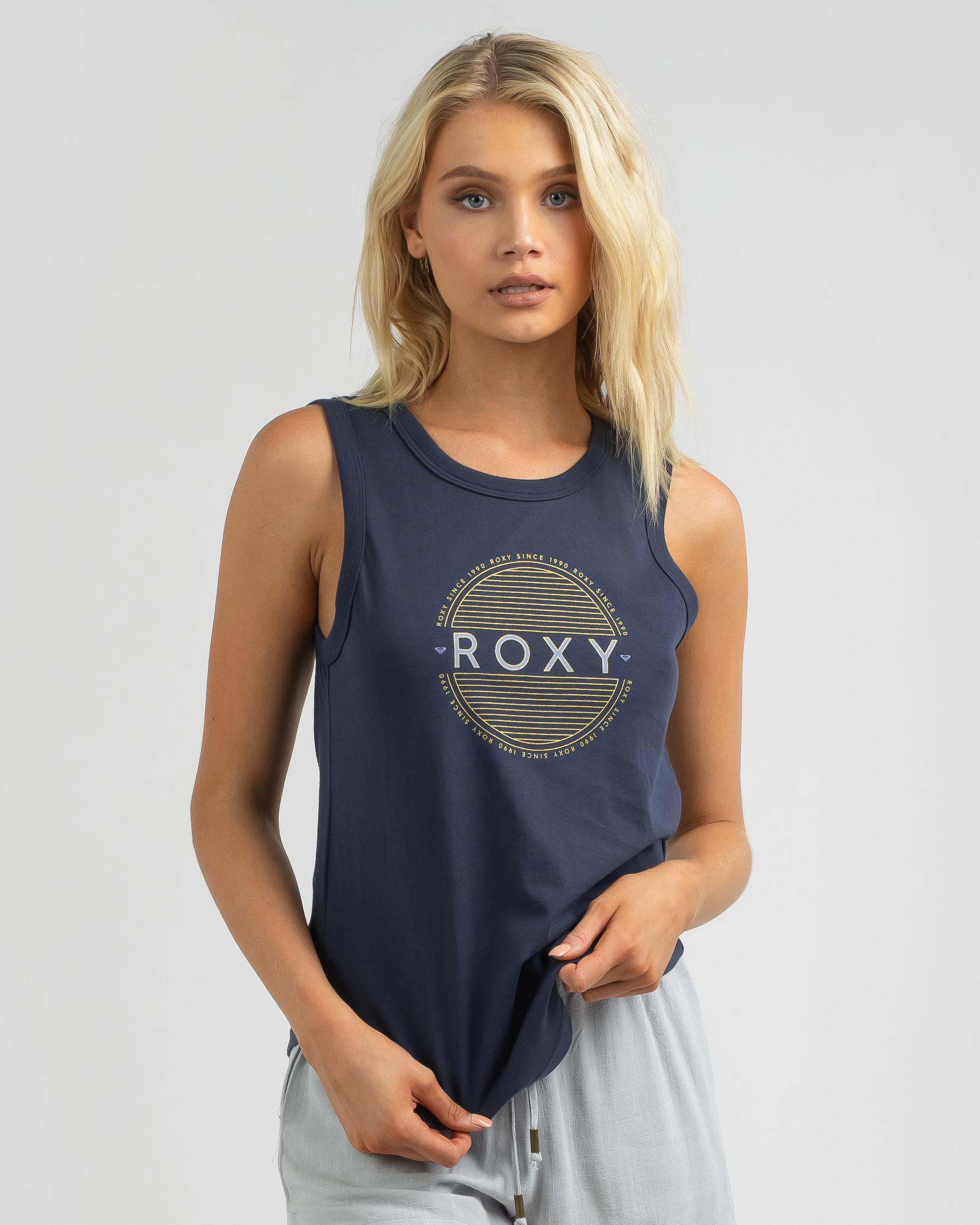 Shop Roxy Bright Dawn Corpo Tank Top In Mood Indigo - Fast Shipping ...