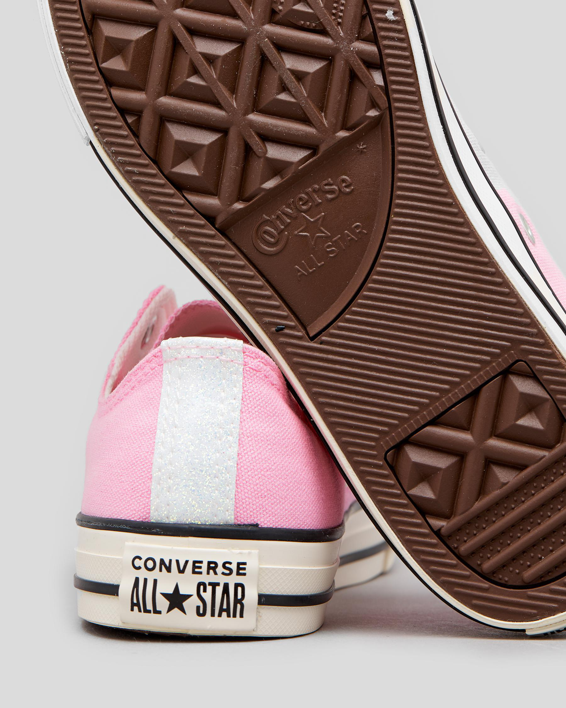 Shop Converse Girls' Chuck Taylor Lo-Cut Shoes In Pink/egret/black ...