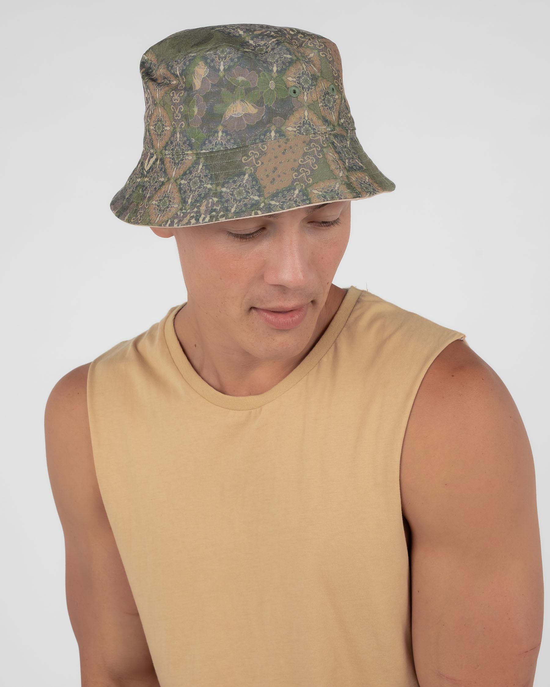 Shop Rusty Dirtbag Reversible Bucket Hat In Humus - Fast Shipping ...