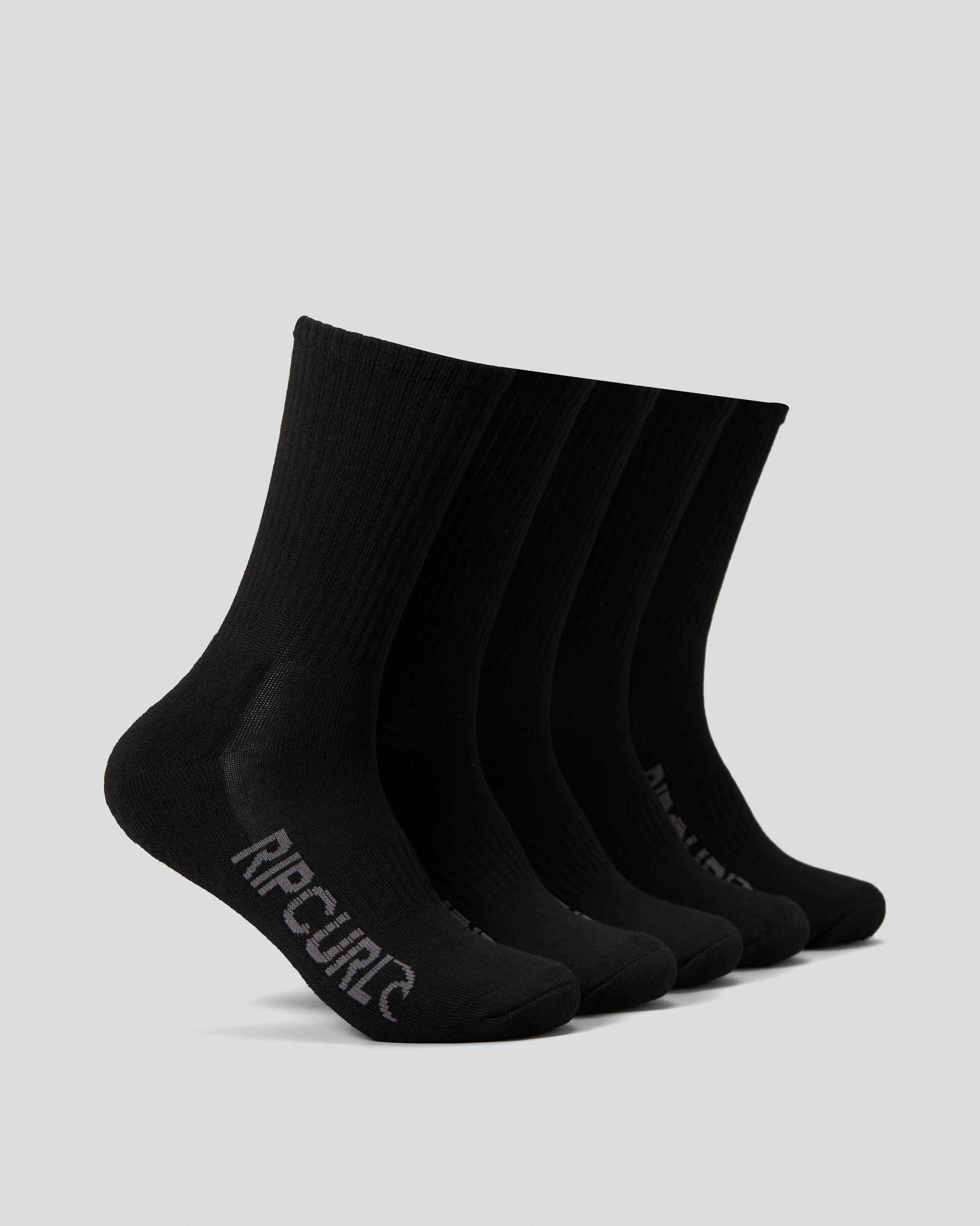 Rip Curl School Crew Socks 5 Pack In Black - FREE* Shipping & Easy ...