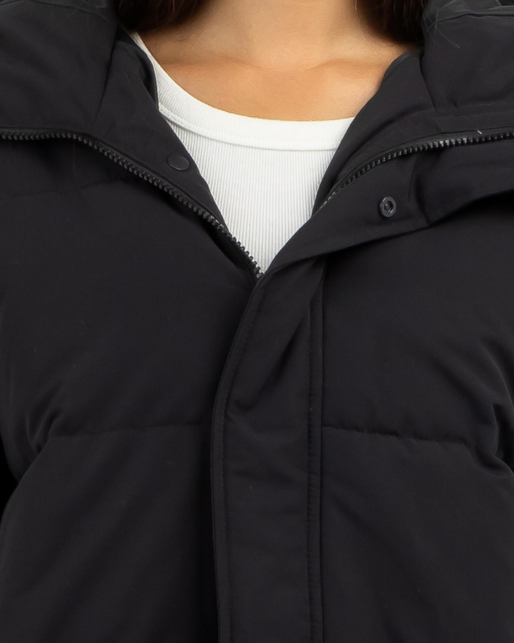Roxy Ocean Ways Hooded Puffer Jacket In Anthracite - Fast Shipping ...