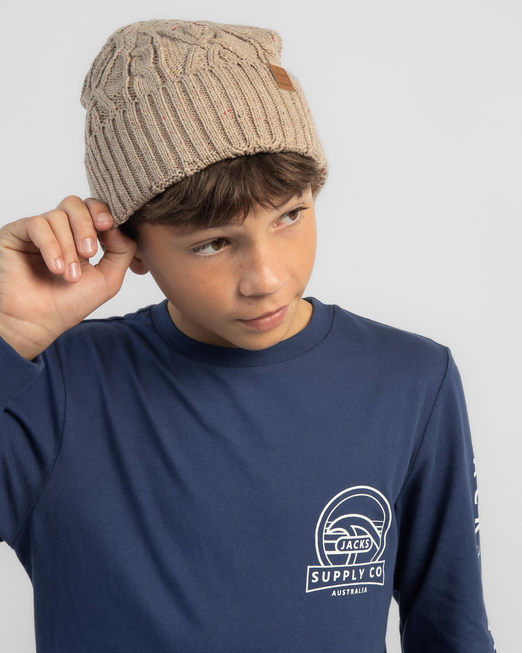 Shop Skylark Boys' Pollock Beanie In Sand - Fast Shipping & Easy ...