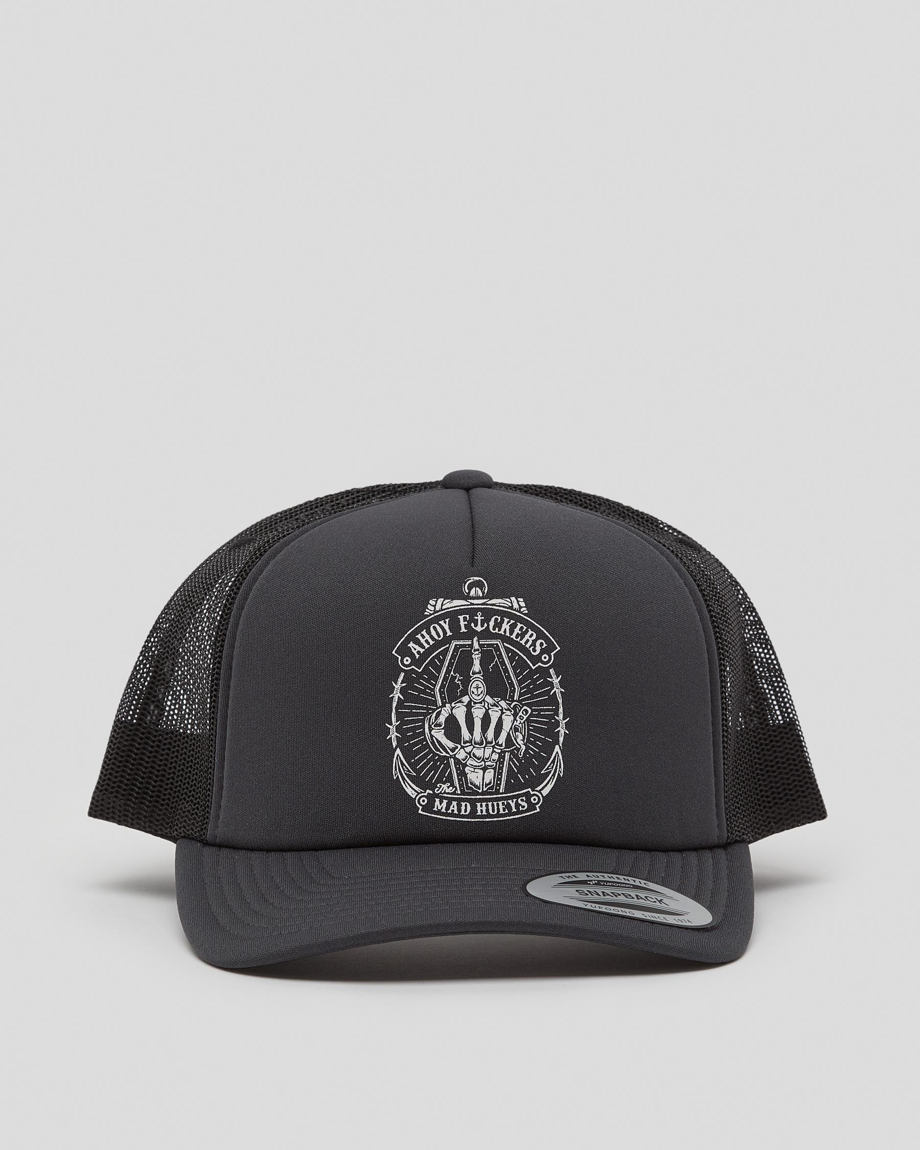 Shop The Mad Hueys Ahoy Ahoy FKR Foam Trucker Cap In Charcoal - Fast ...