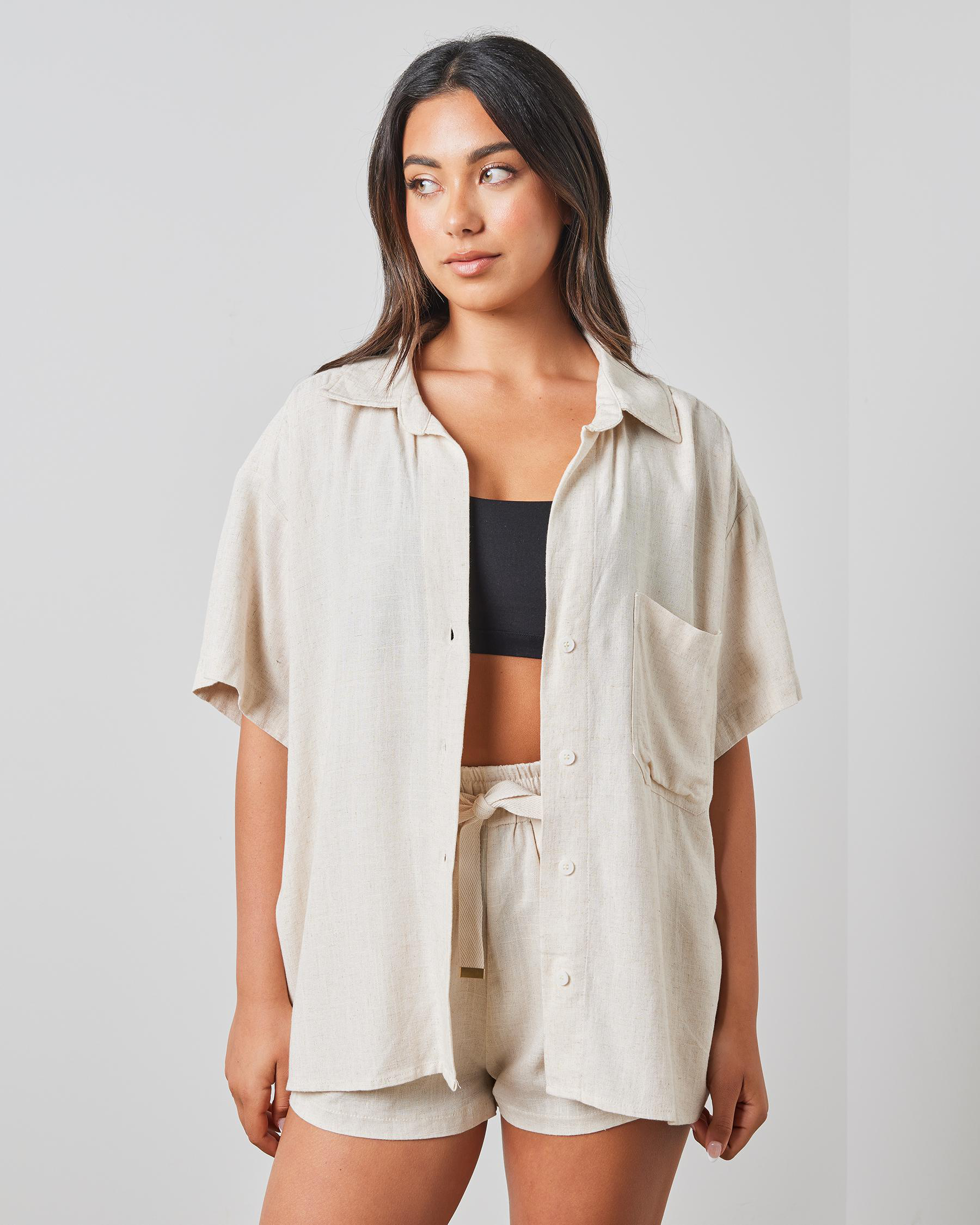 Mooloola Nora Hawaii Short Sleeve Shirt In Natural Salt And Pepper ...