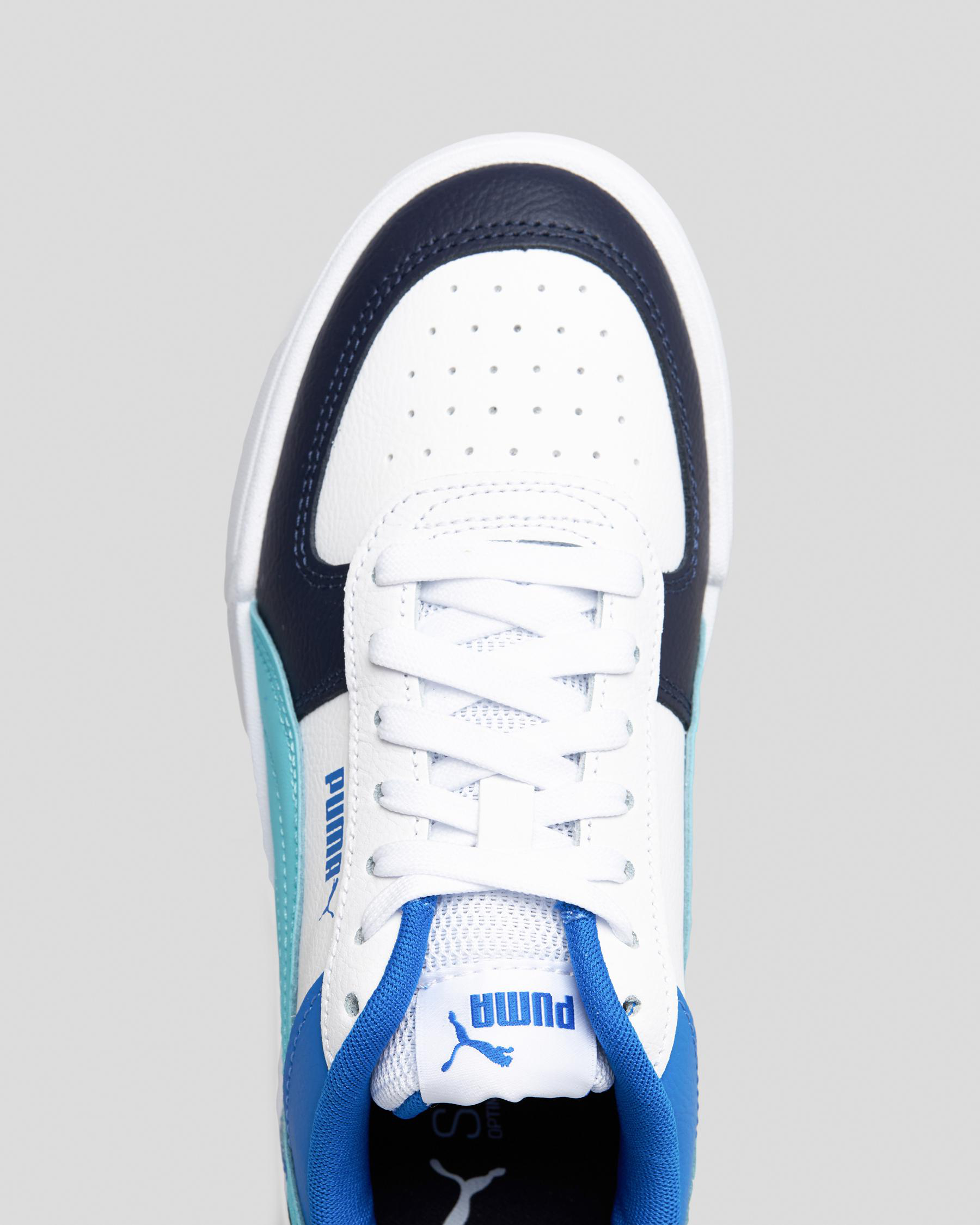 Shop Puma Boys' Caven Block Shoes In Puma White-hero Blue-puma Navy ...