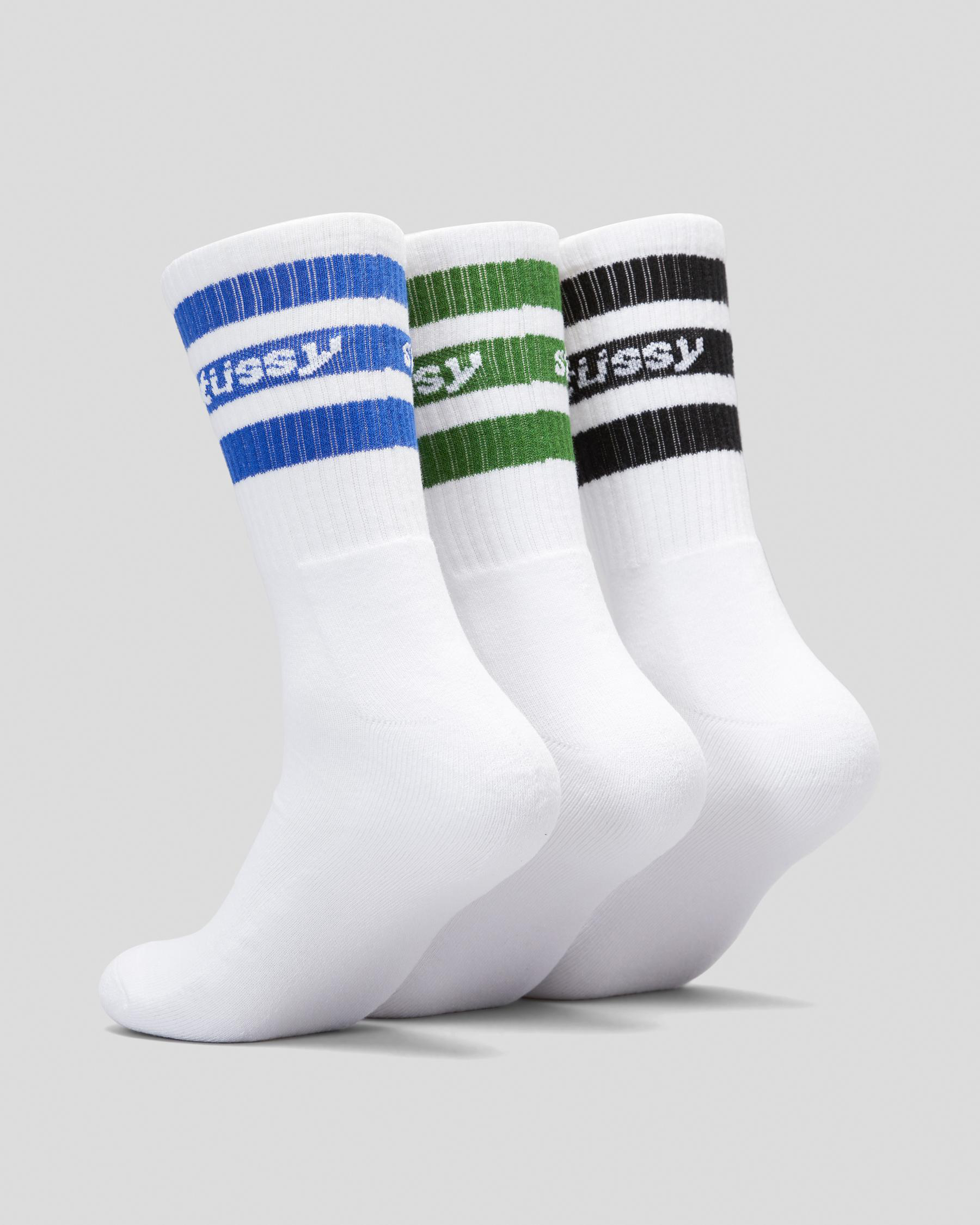 Shop Stussy Italic Stripe Socks 3 Pack In Multi - Fast Shipping & Easy ...