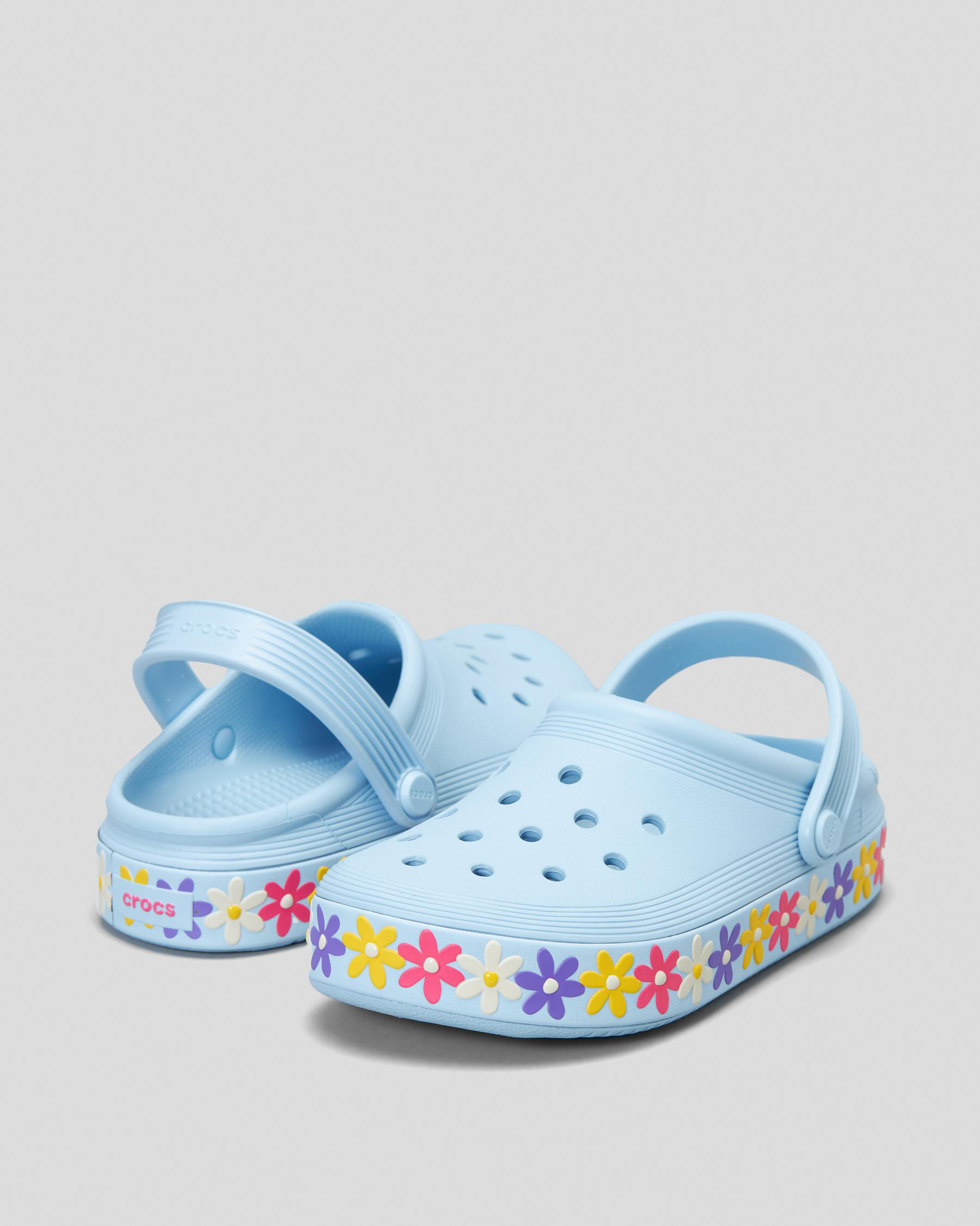 Shop Crocs Kids' Off Court Daisy Clogs In Blue Calcite - Fast Shipping ...