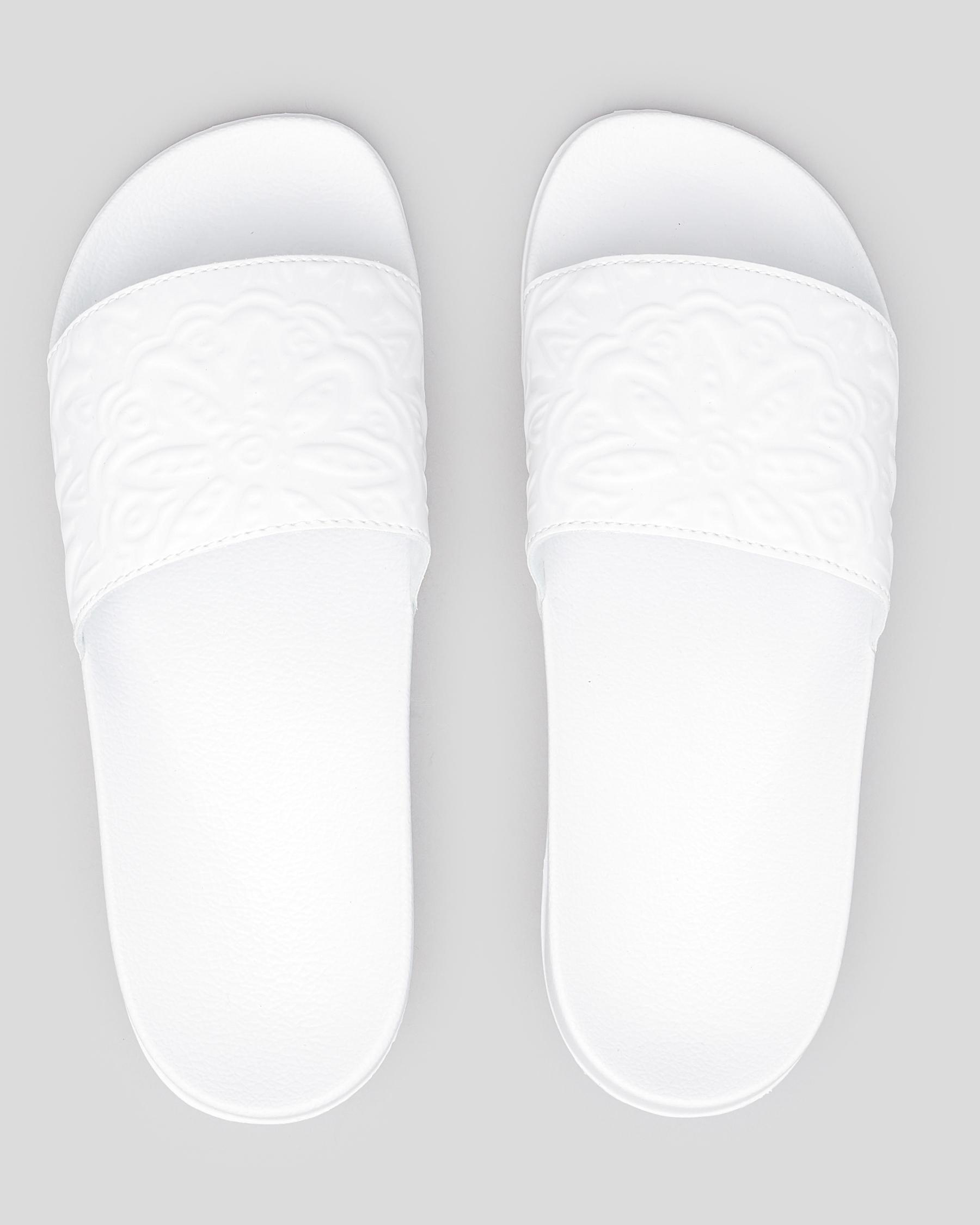 Shop Roxy Slippy Mandala Slide Sandals In White - Fast Shipping & Easy ...