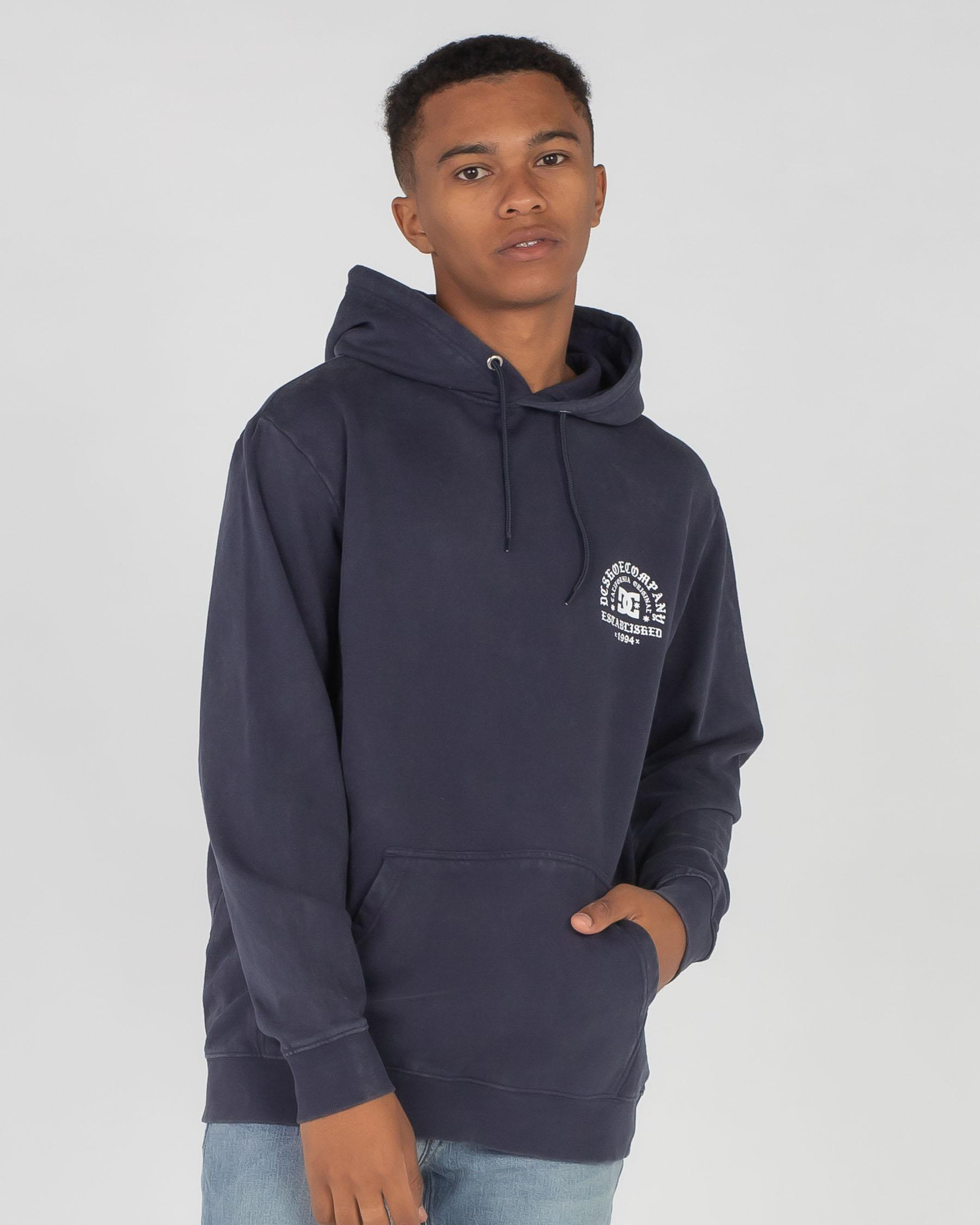 Shop DC Shoes Chains PH Hoodie In Navy Blazer - Fast Shipping & Easy ...