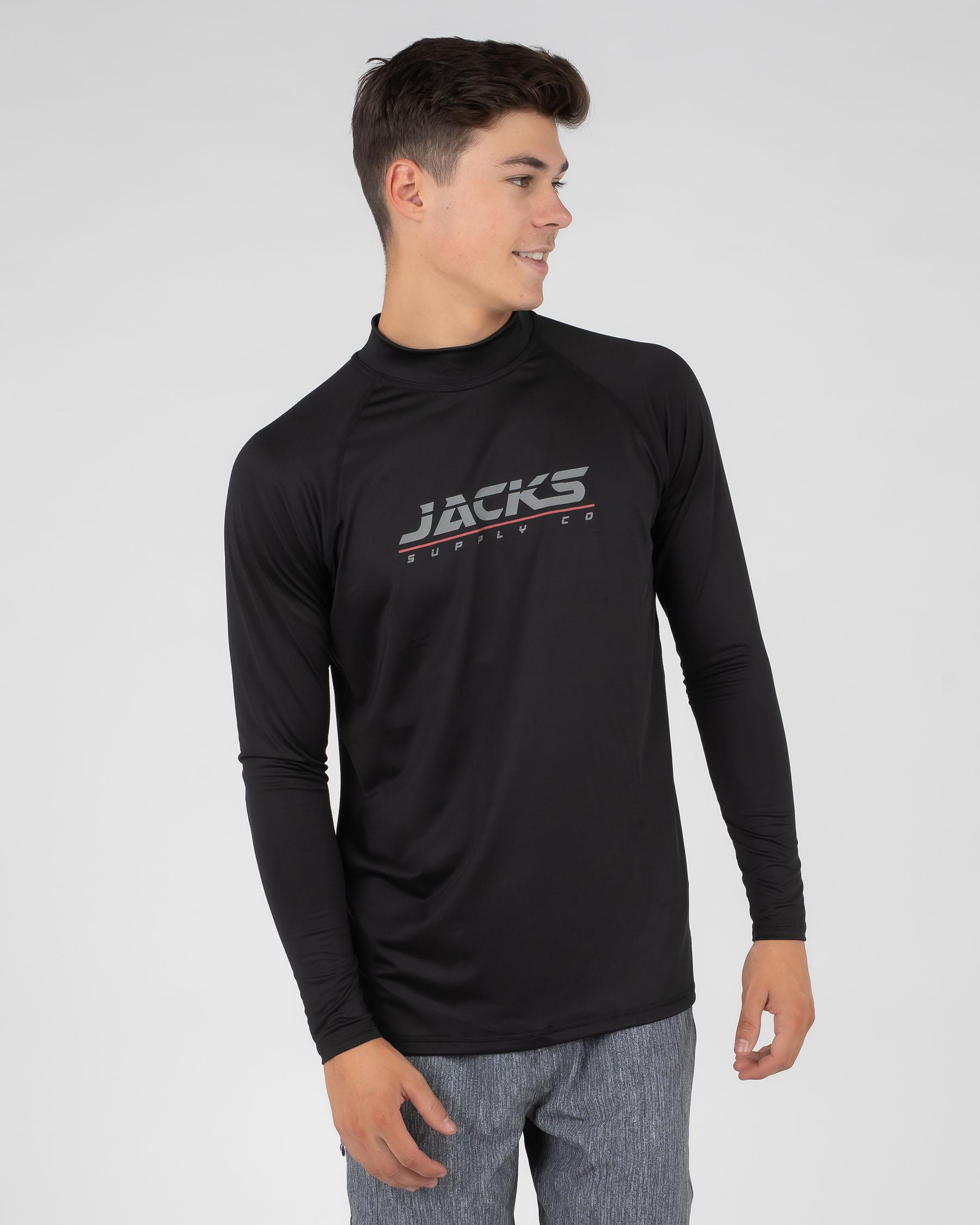 Shop Jacks Rapid Long Sleeve Rash Vest In Black - Fast Shipping & Easy ...