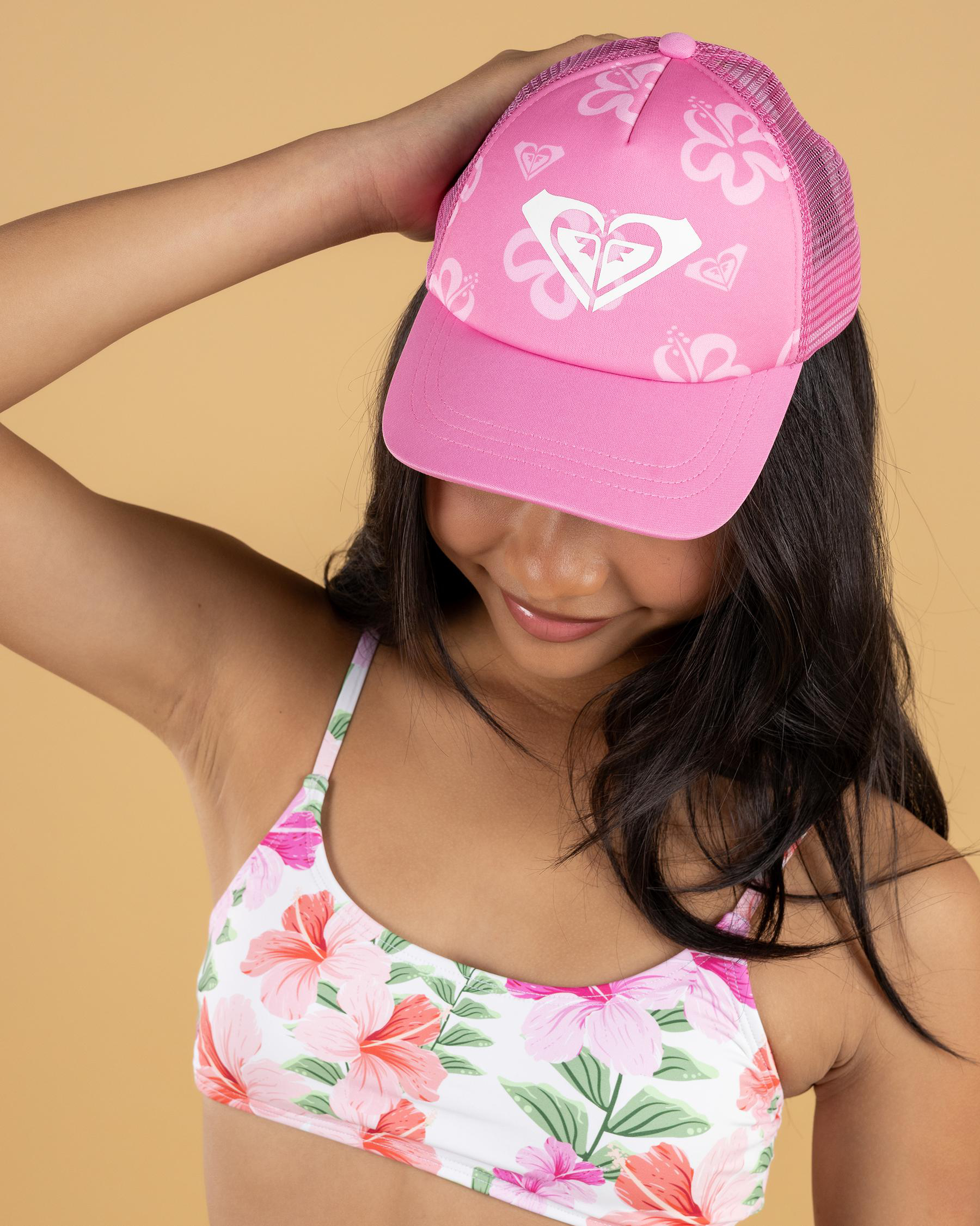 Shop Roxy Toddler's Sweet Emotions Trucker Cap In Pink Cosmos Flip ...