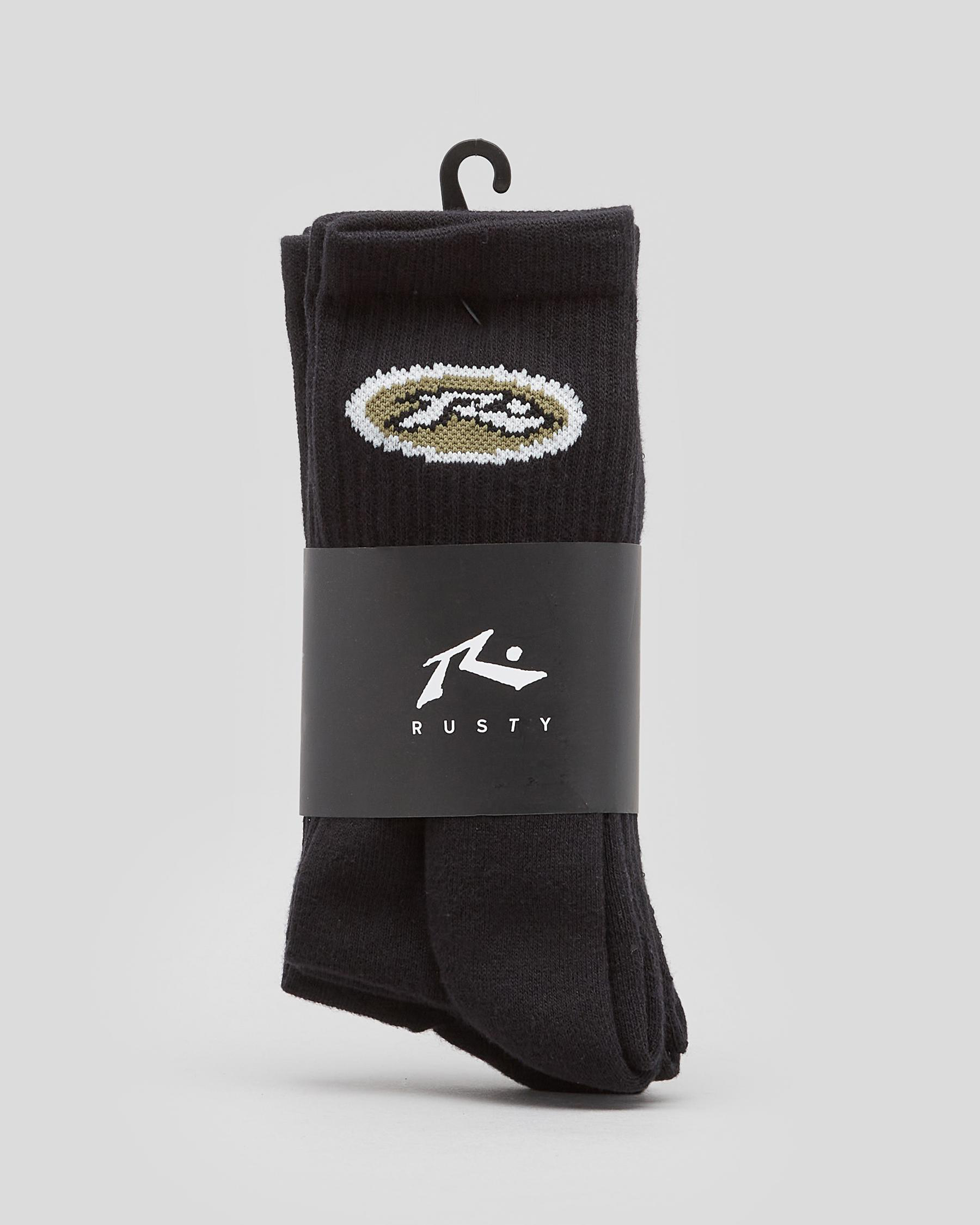 Shop Rusty Good Riddance Mid Calf Socks 3 Pack In Black - Fast Shipping ...