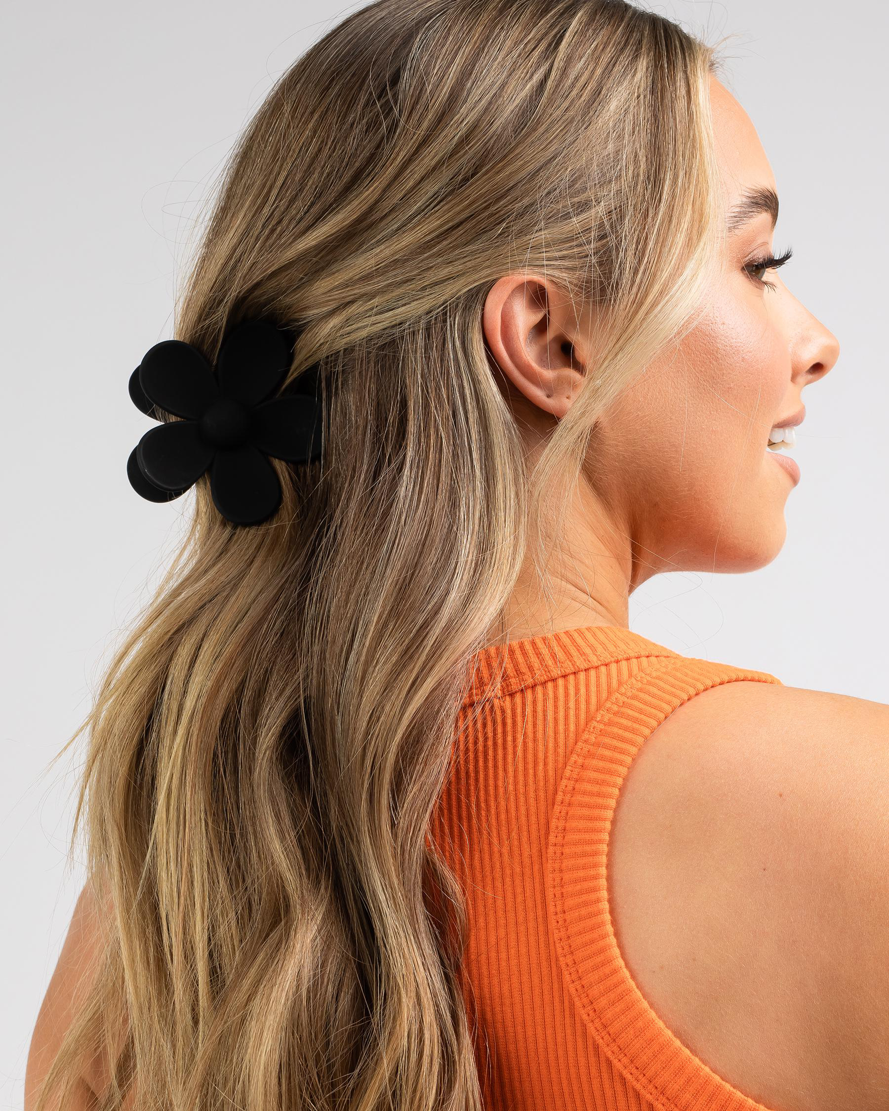 Shop Karyn In LA Kay Flower Hair Claw Clip In Matte Black - Fast ...