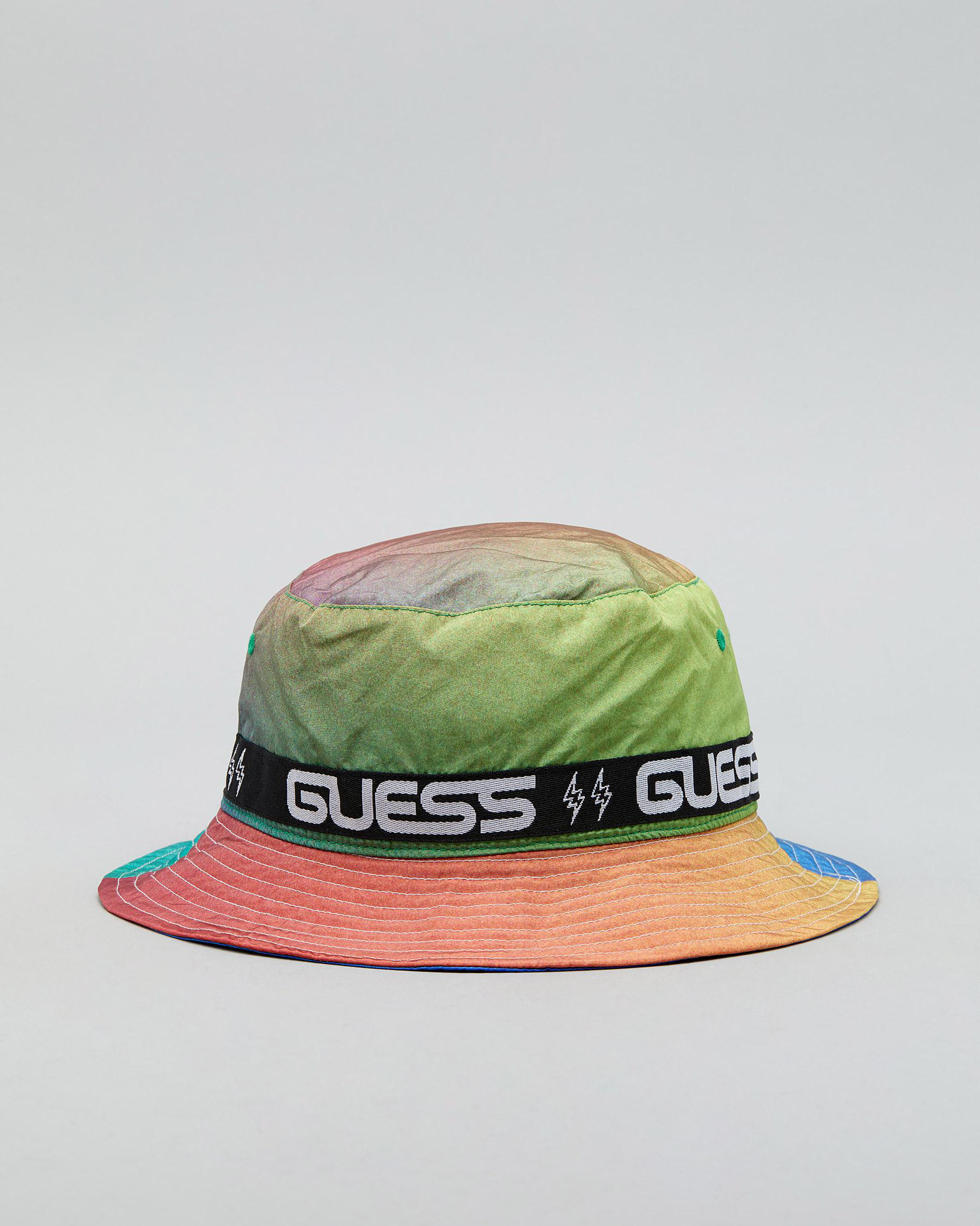 Shop GUESS Jeans Balvin Prism Bucket Hat In Prism Multi - Fast Shipping ...