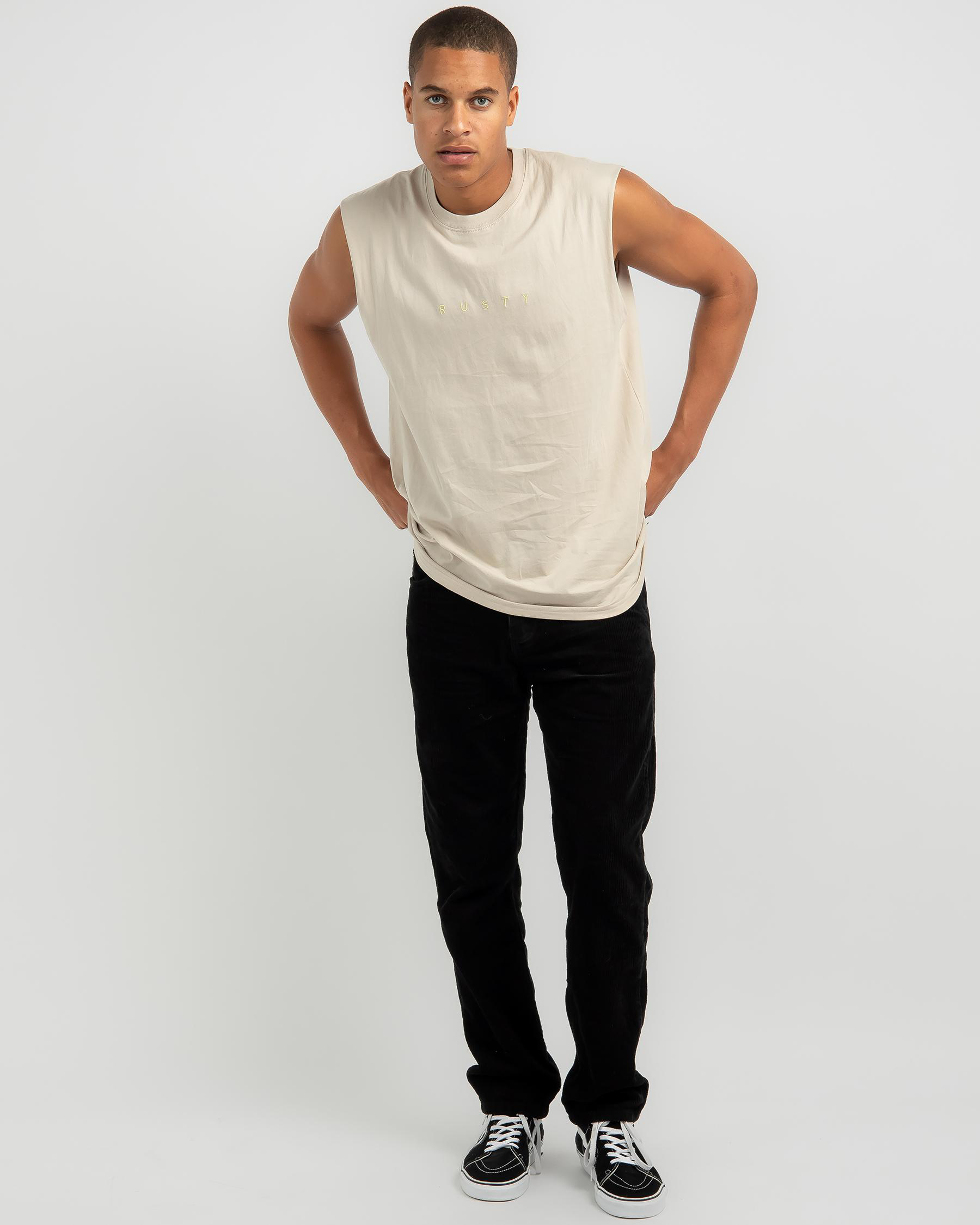 Rusty Short Cut Muscle Tank In Mushroom 1 - Fast Shipping & Easy ...