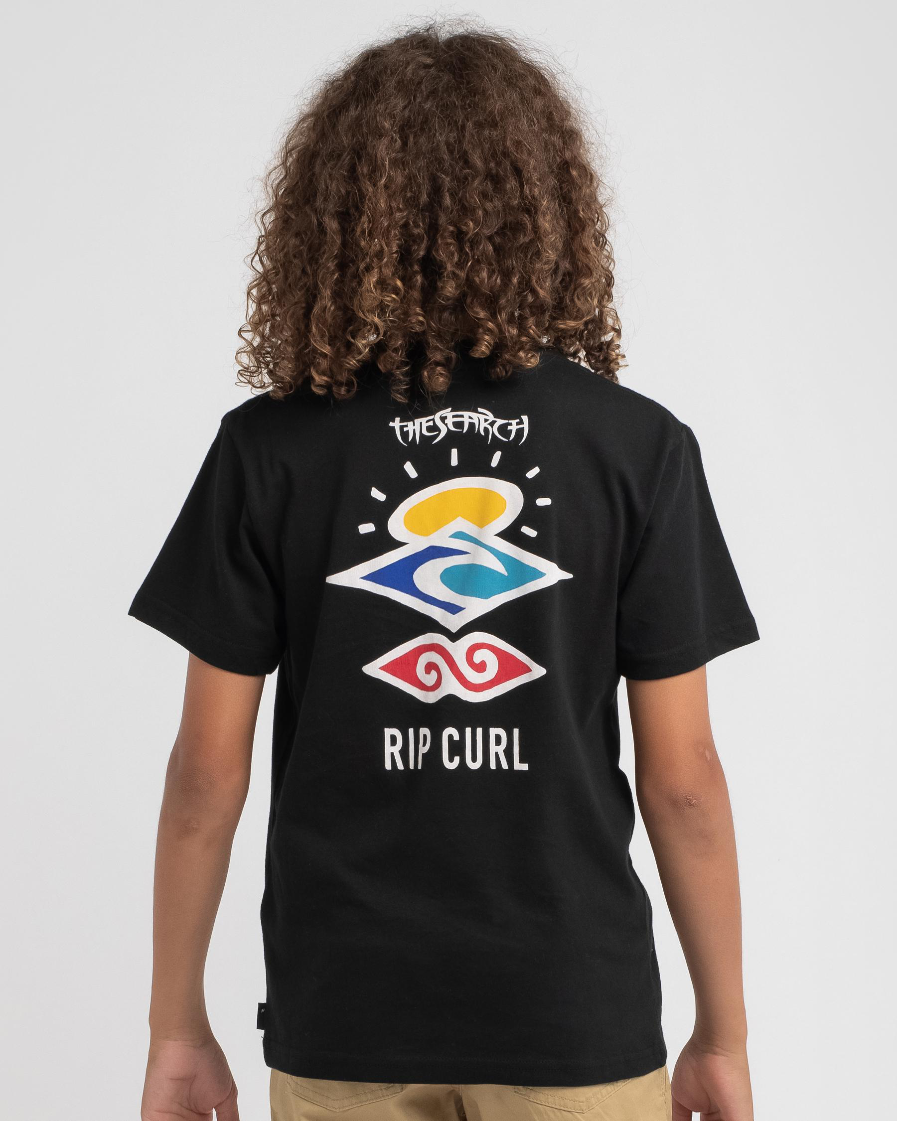 Shop Rip Curl Boys' Search Icon T-Shirt In Black - Fast Shipping & Easy ...
