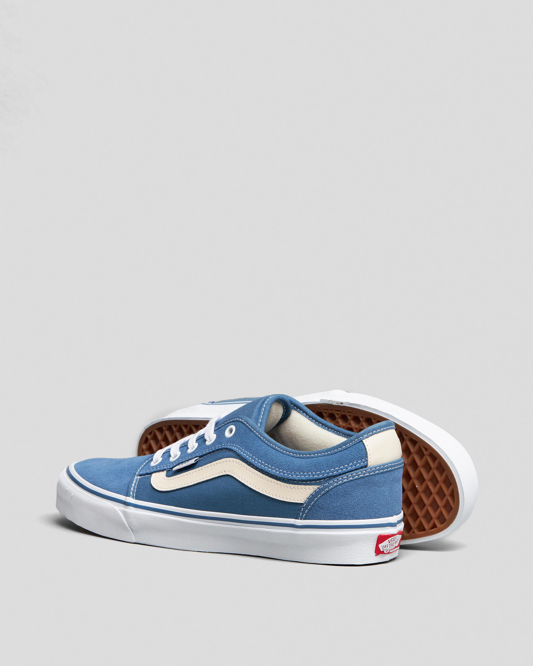 Shop Vans Chukka Side Stripe Shoes In Cream/light Navy - Fast Shipping ...