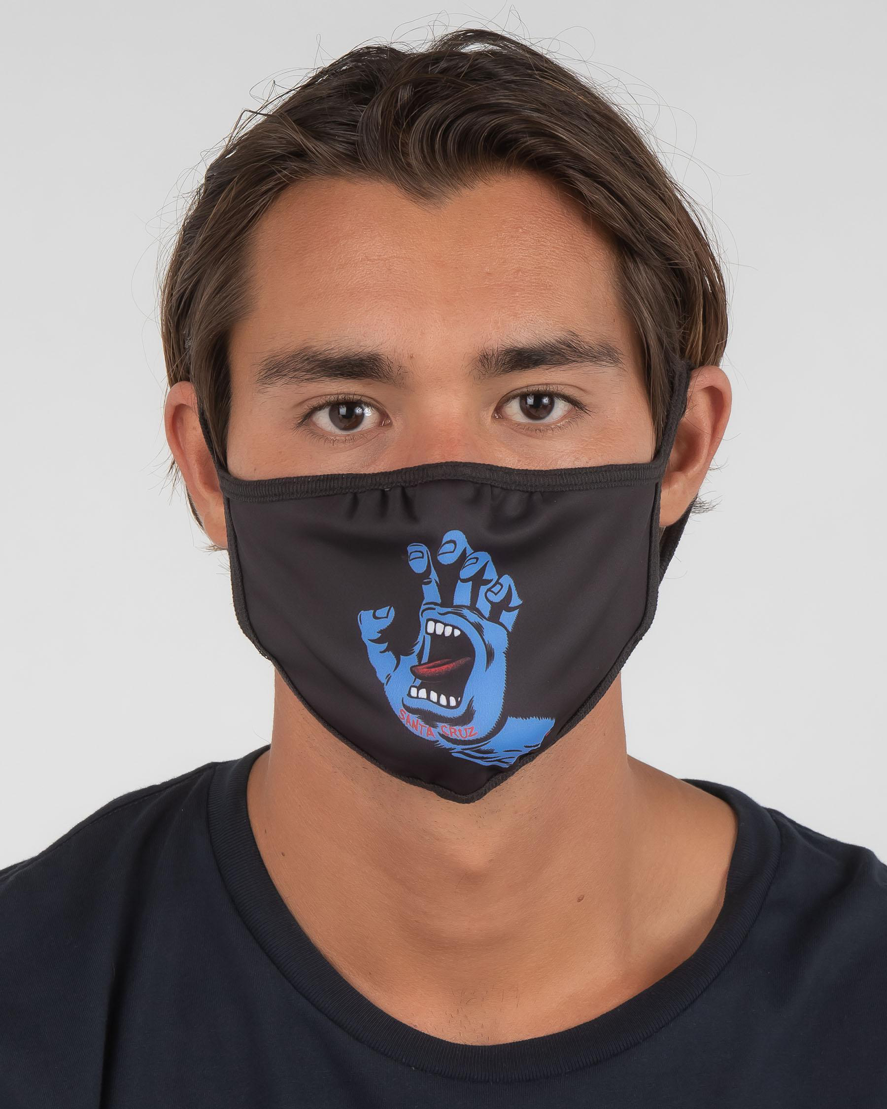 Shop Santa Cruz Screaming Hand Face Mask In Black - Fast Shipping ...