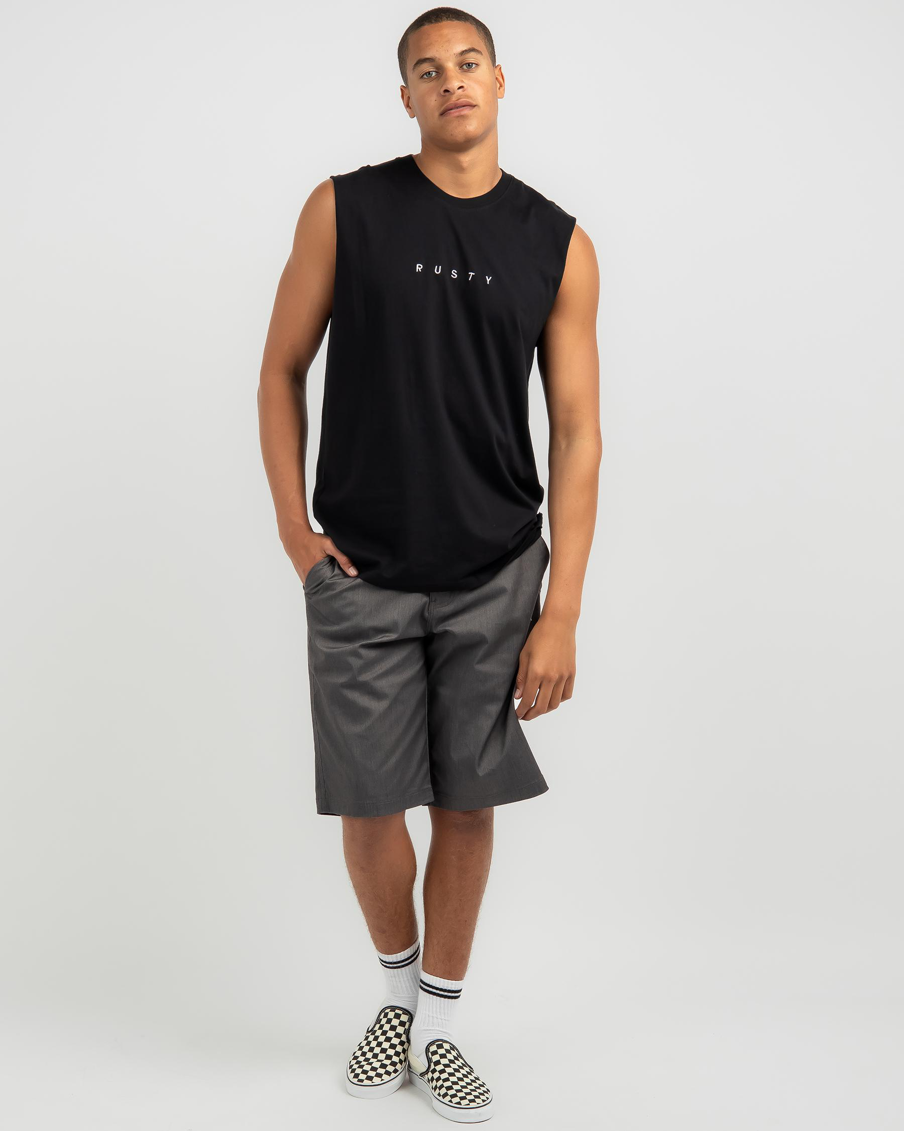 Shop Rusty Short Cut Muscle Tank In Black - Fast Shipping & Easy ...