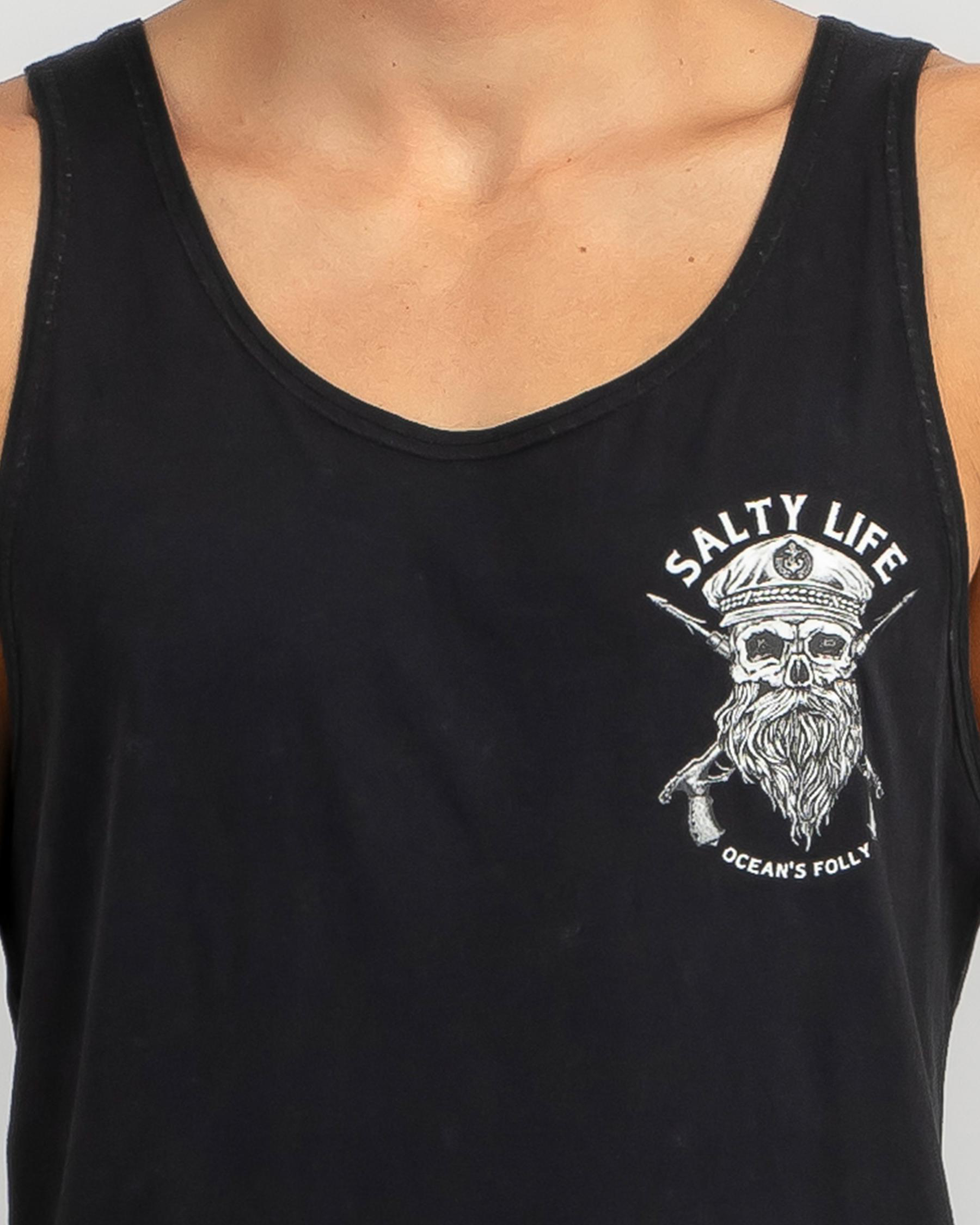 Shop Salty Life Oceans Folly Singlet In Black Acid - Fast Shipping ...