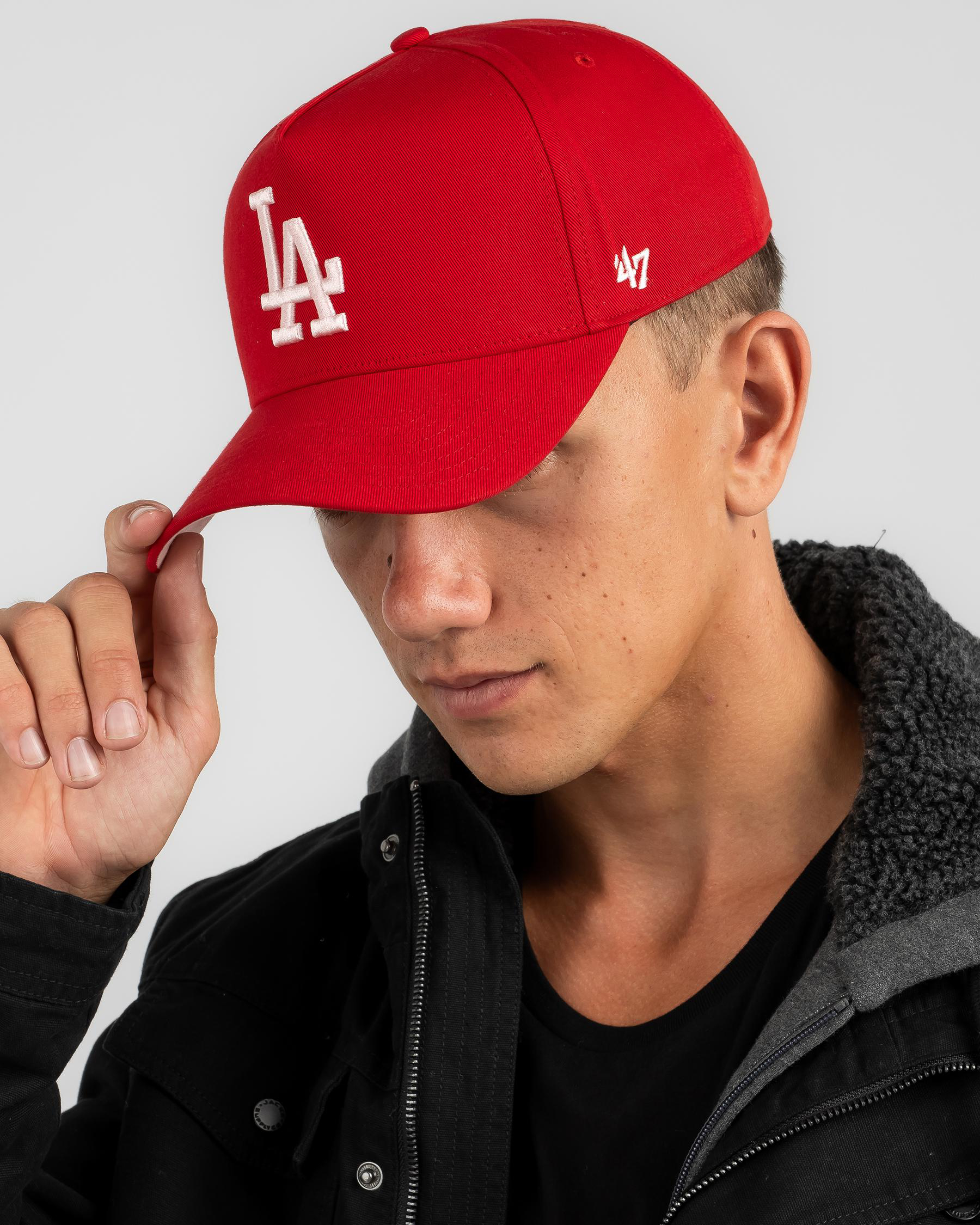 Shop Forty Seven Los Angeles Dodgers Sureshot 47 MVP DT Cap In Red/pink ...