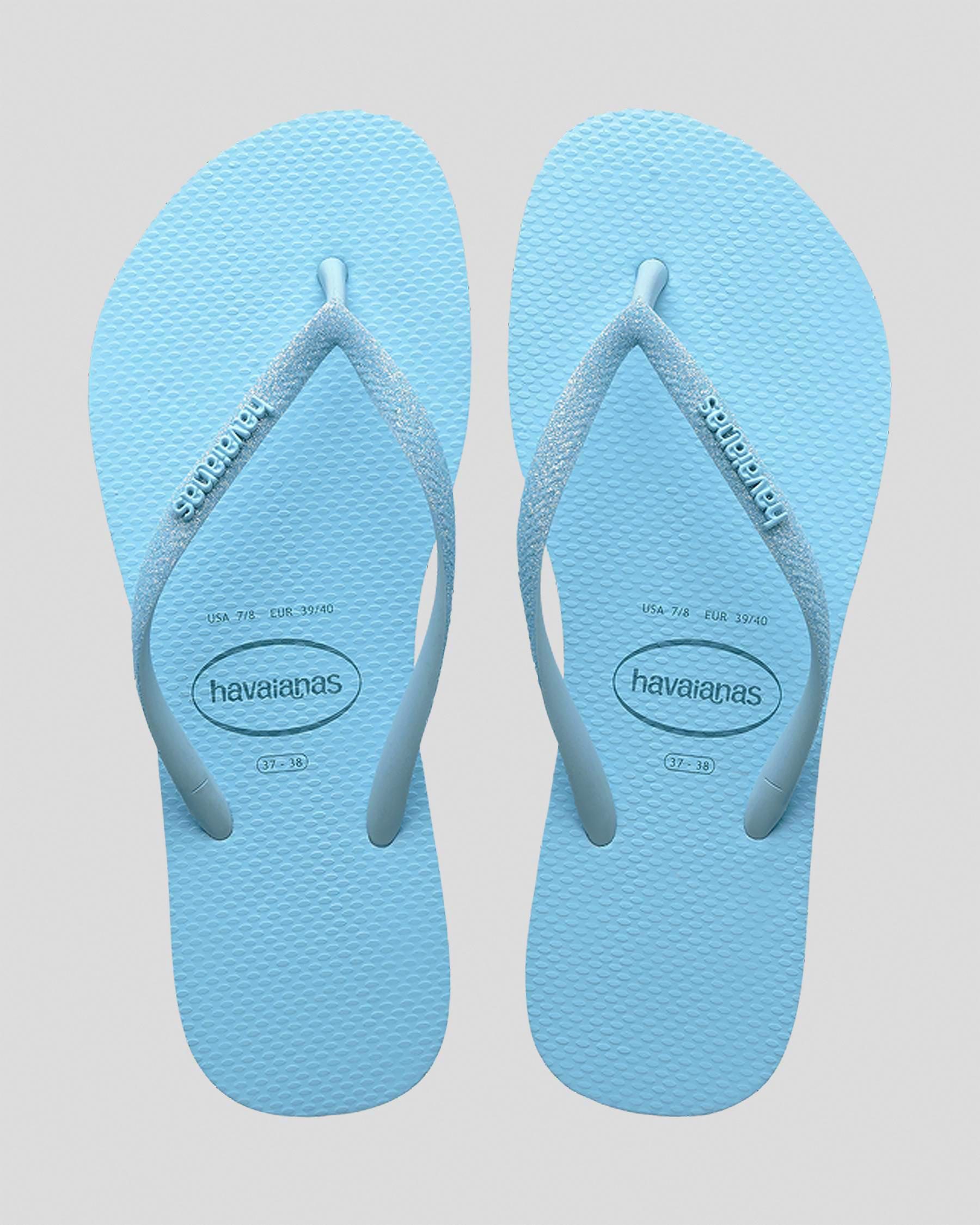 Havaianas Slim Glitter Iridescent Thongs In Lavender Blue - FREE ...