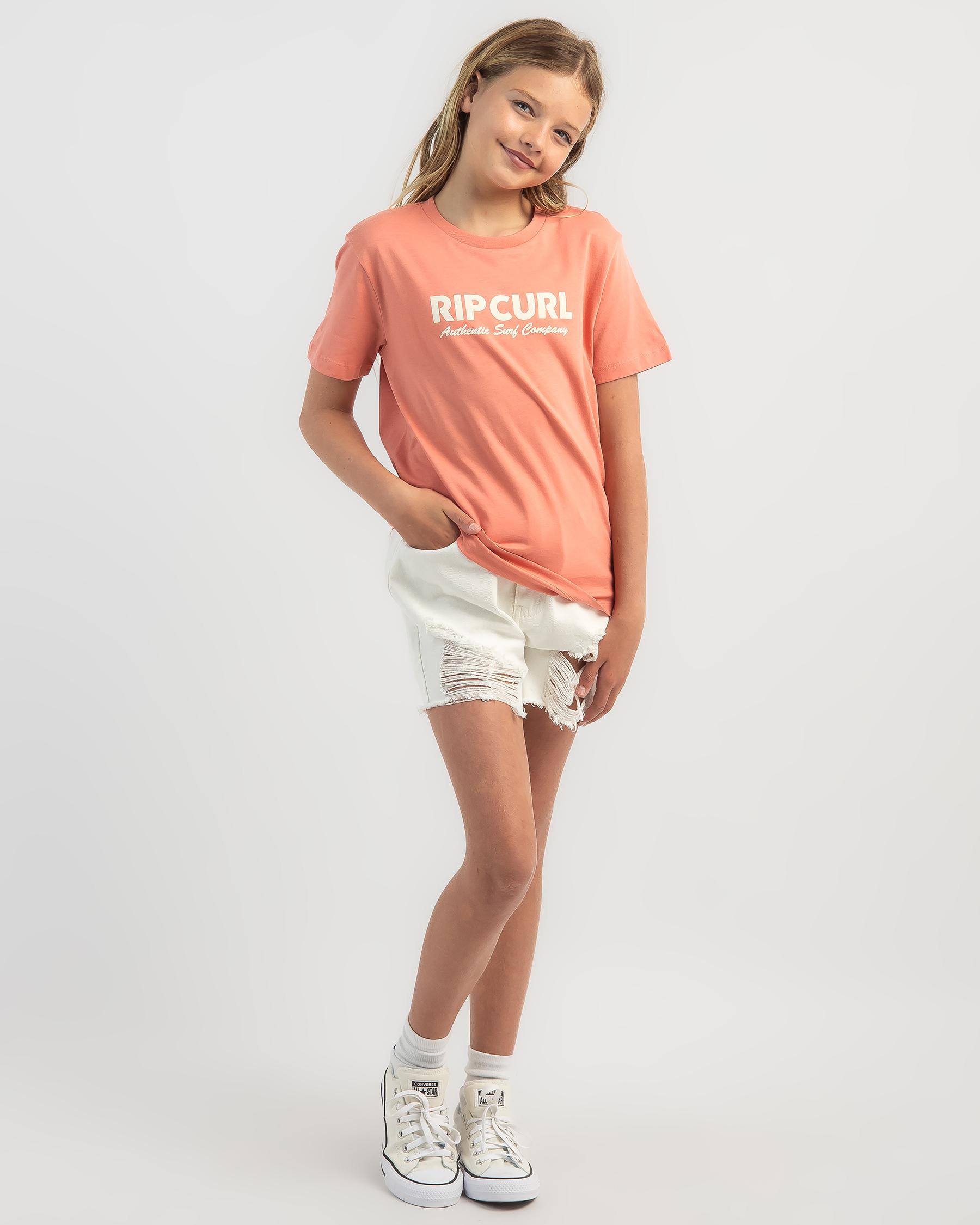 Shop Rip Curl Girls' Surf Spray Standard T-Shirt In Coral - Fast ...